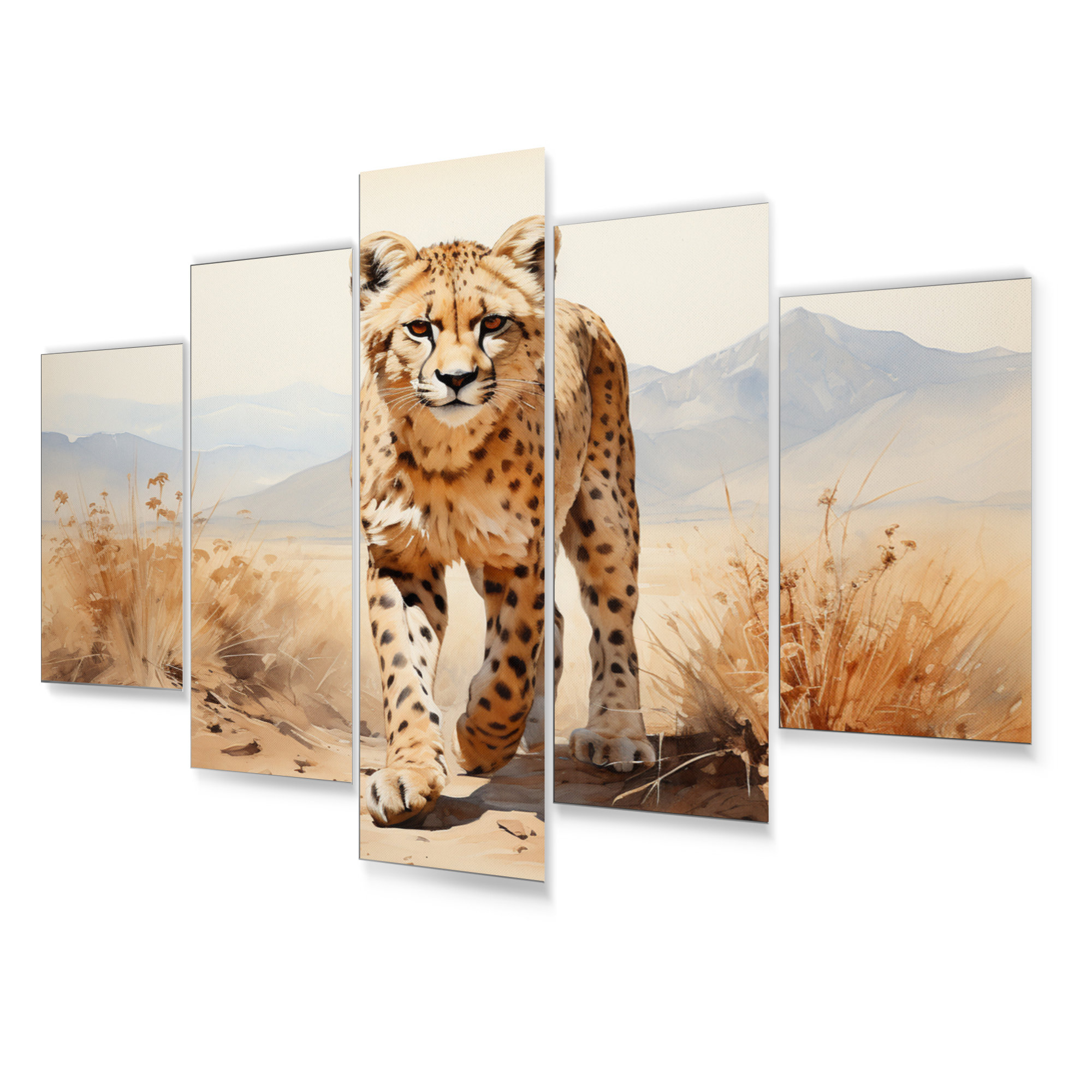 Design Art Beige Black Cheetah in Africa - Africa Metal Wall Art Prints ...