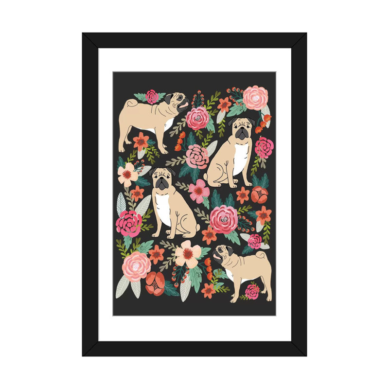 Bless international Pug Floral Collage by Pet Friendly Gallery-Wrapped ...