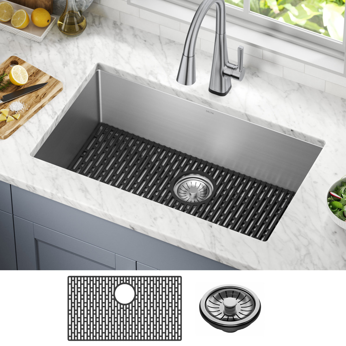 DELTA Everest™ 32" L Granite Composite Workstation Kitchen Sink ...