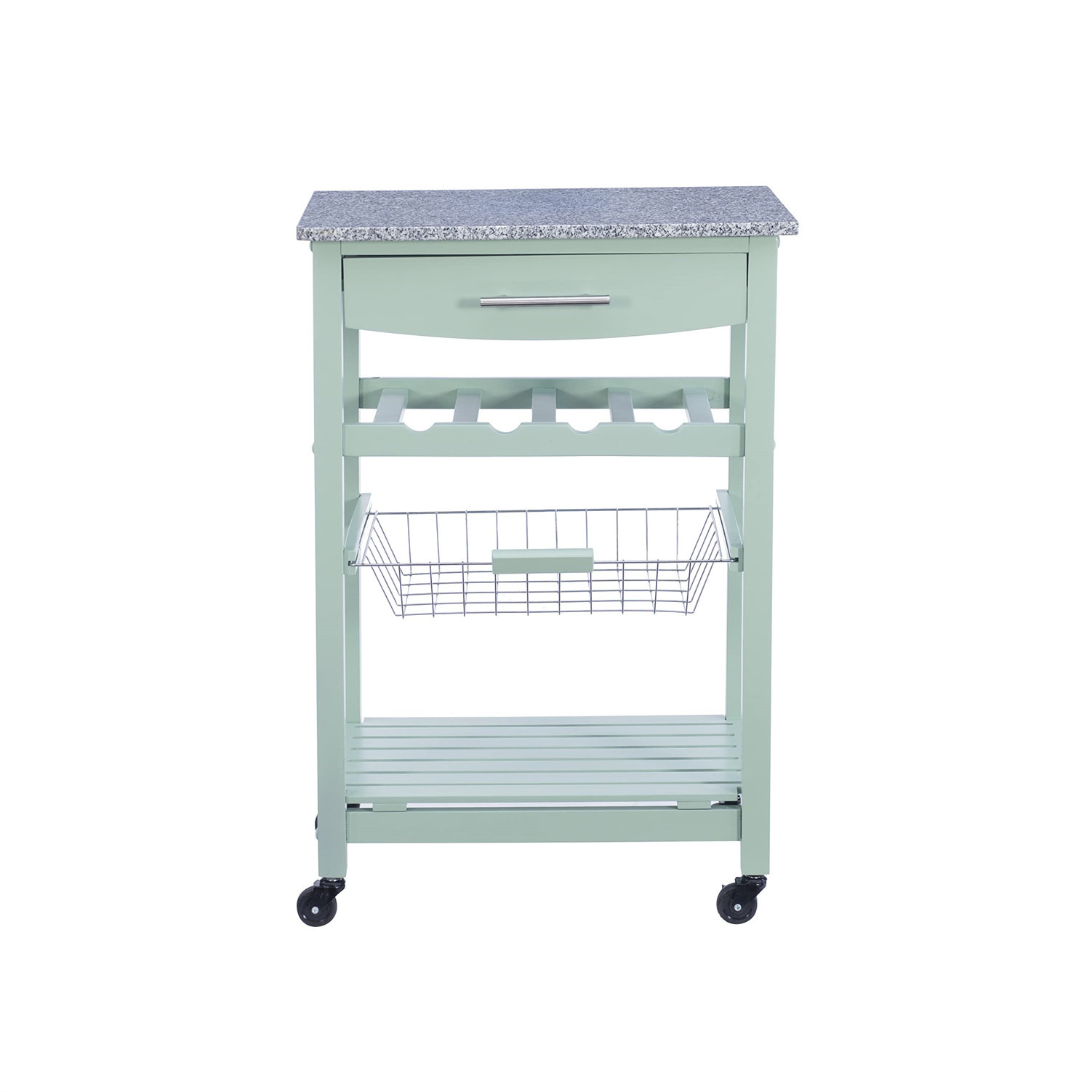 Breakwater Bay Acacio Granite Top Kitchen Cart | Wayfair