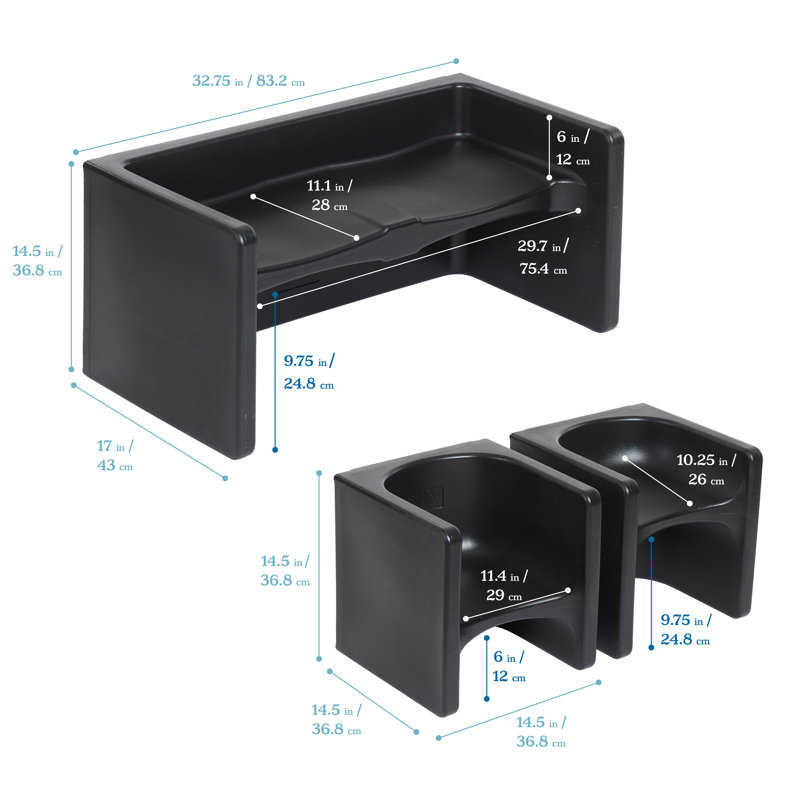 ECR4Kids Tri-Me Table and Cube Chair Set, Multipurpose Furniture, 3 ...