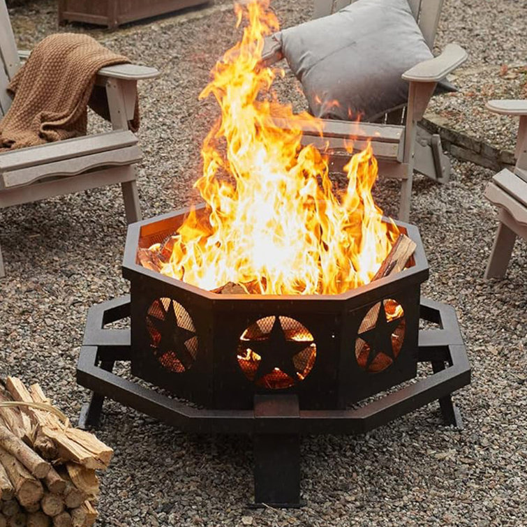 Red Barrel Studio® 35 inch Fire Pit, Outdoor Wood Burning Fire Pit ...