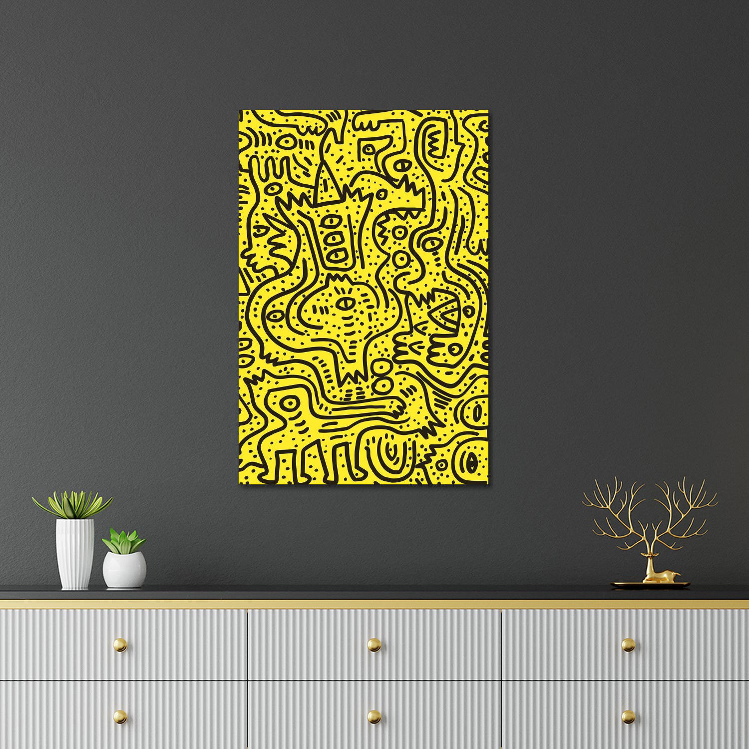 Ivy Bronx Yellow Graffiti Party by Emmanuel Signorino - Unframed ...