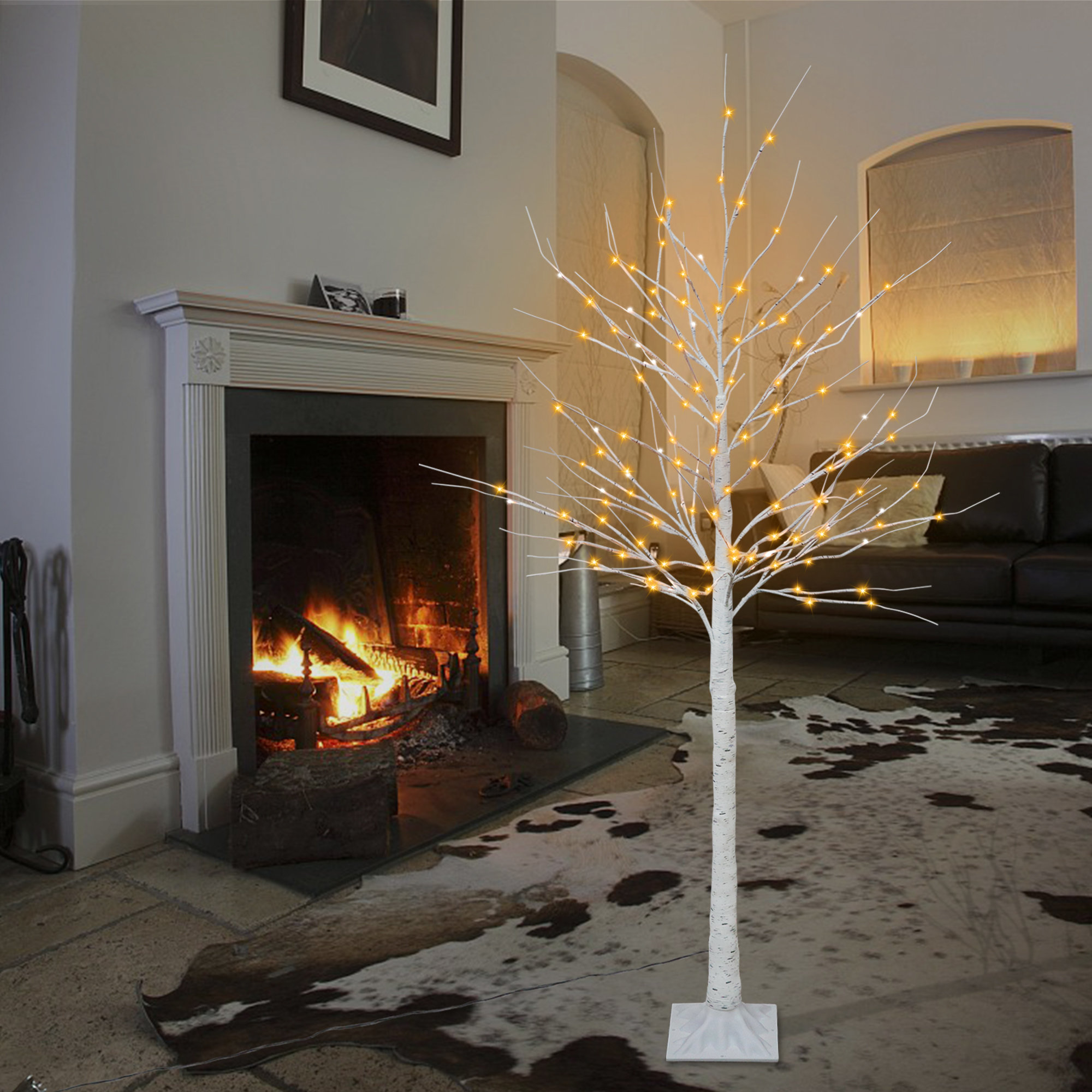 The Holiday Aisle® 6 Ft Birch LED Lighted Tree 8 Mode Adapter for ...