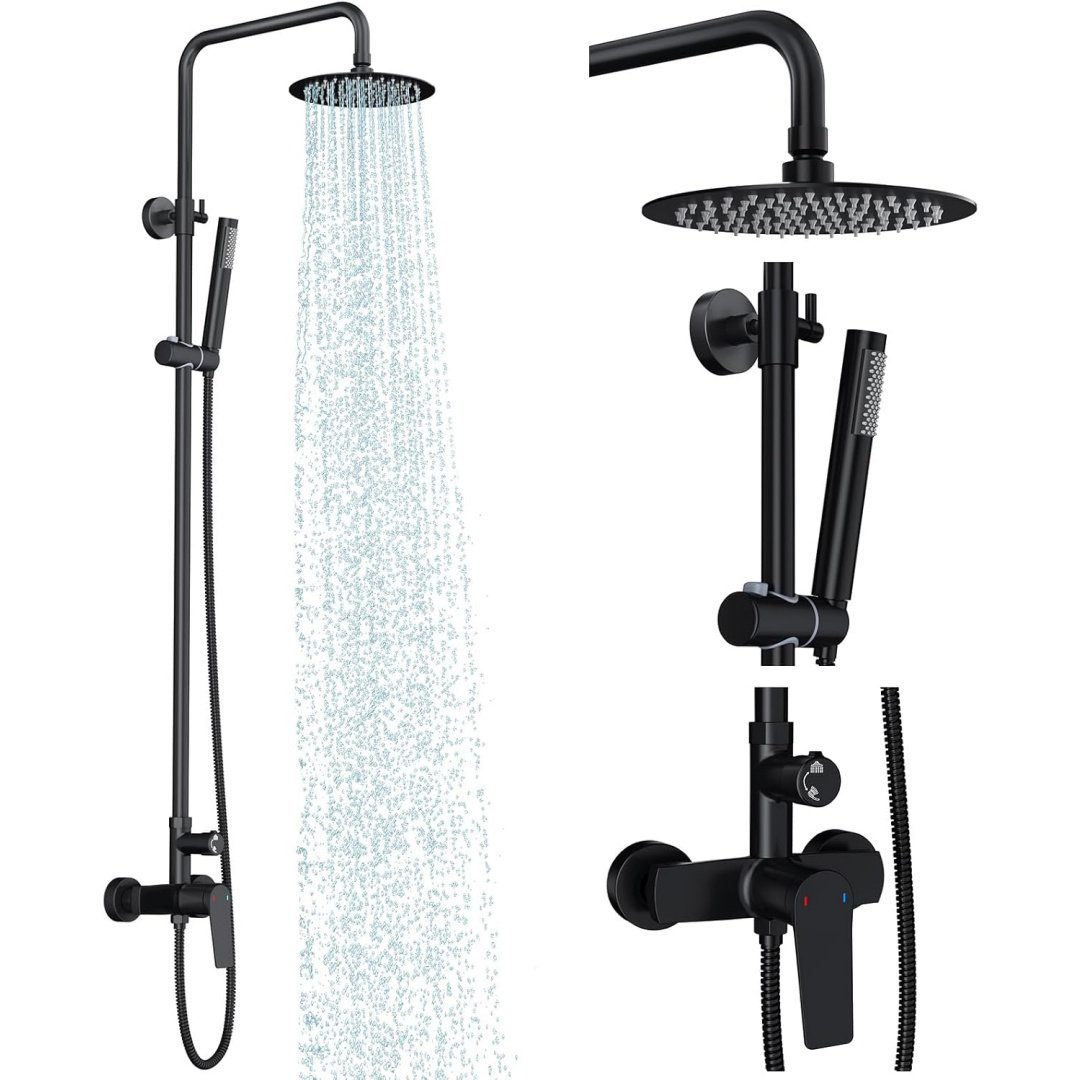 DESIGN SHOP BY SHELL Outdoor Shower Kit - Single Handle Brass Valve, 8 ...