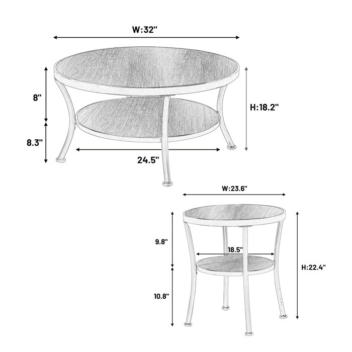 17 Stories Aderes 3 - Piece Living Room Table Set & Reviews | Wayfair