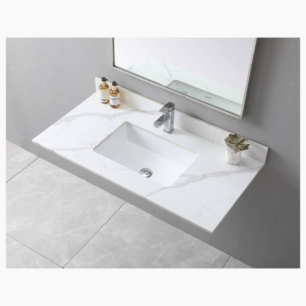 Modern Luxe Furniture 43'' Composite Single Vanity Top with Sink and 3 ...