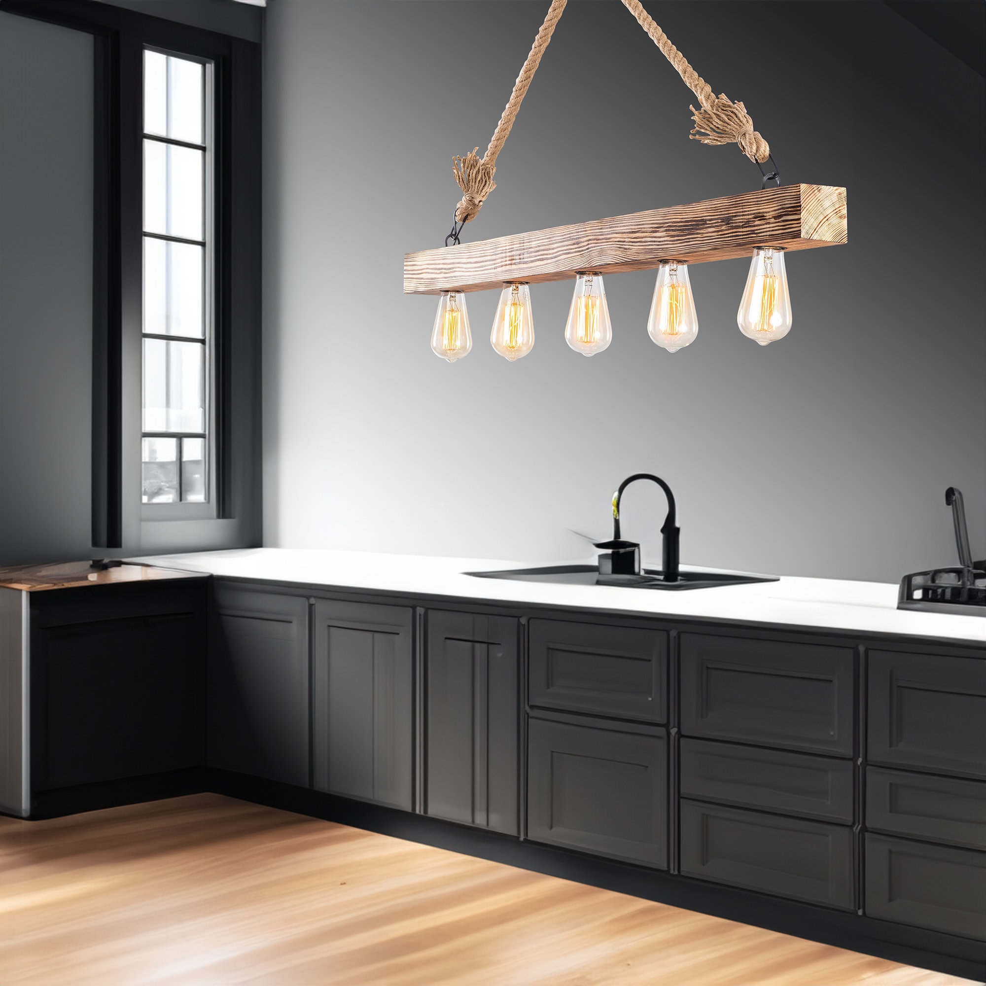 Breakwater Bay Catawissa 5 - Light Wood Kitchen Island Modern Linear ...