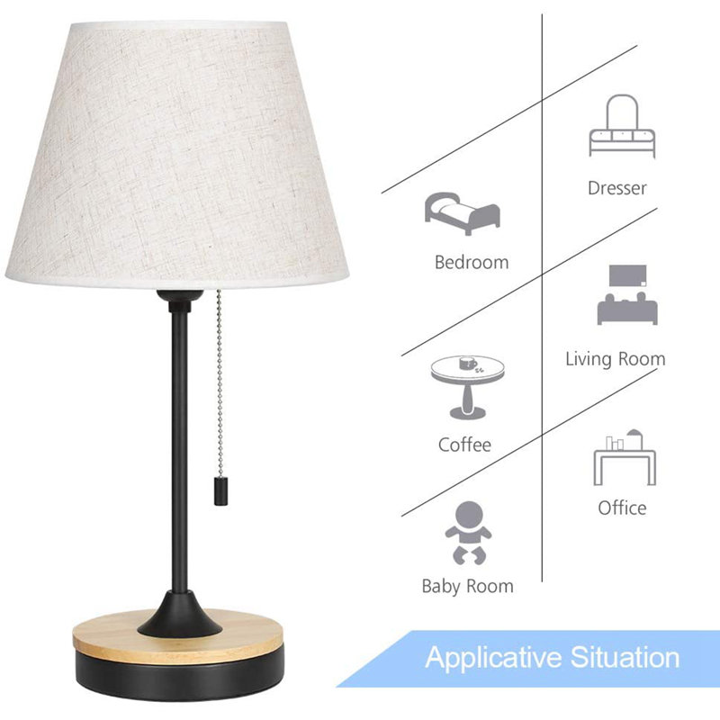 Latitude Run® Bernartice Desk Lamps with Neutral Linen Lampshade, Metal ...