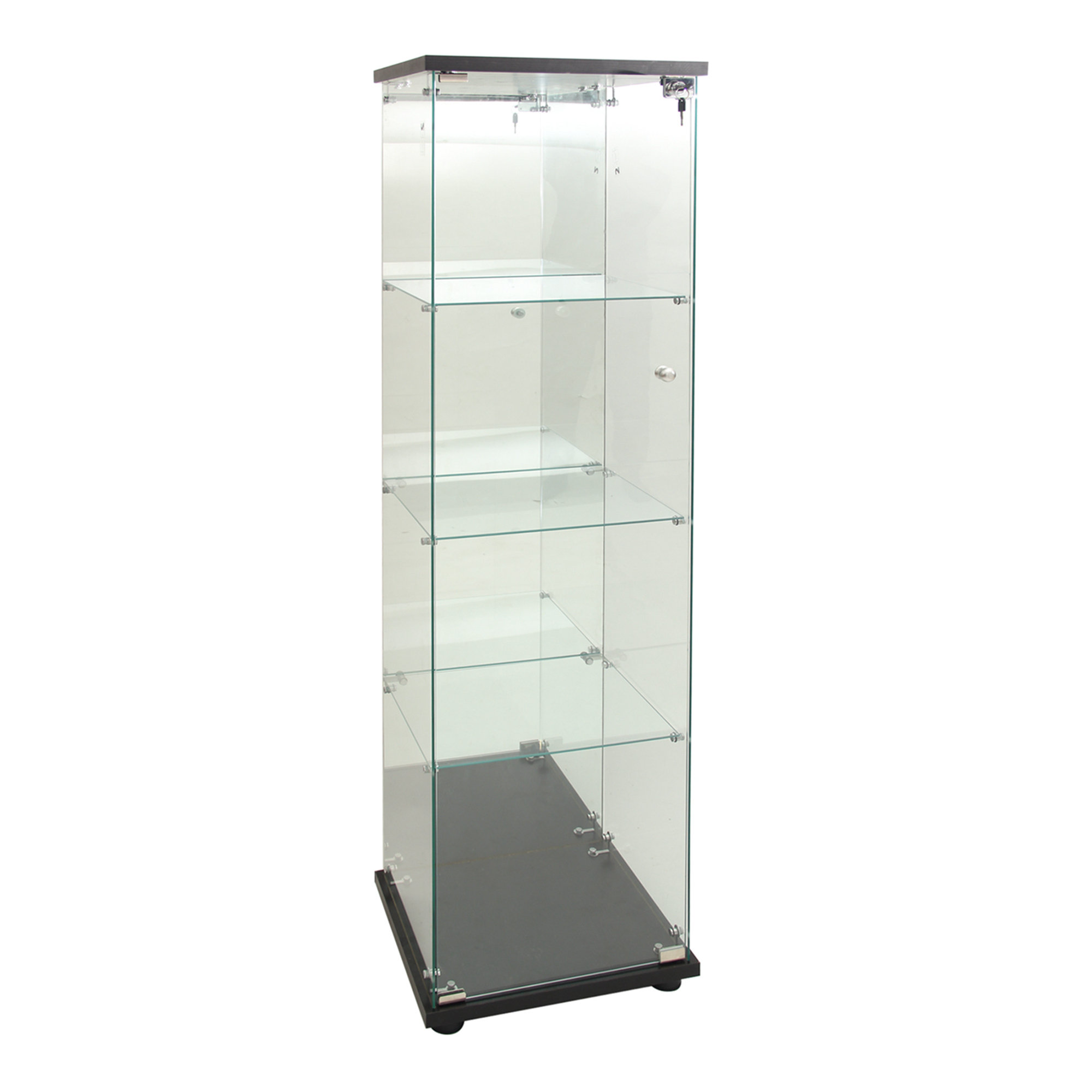 WDDH Glass Display Cabinet With Mirror Back Panel, 4 Shelves Glass ...