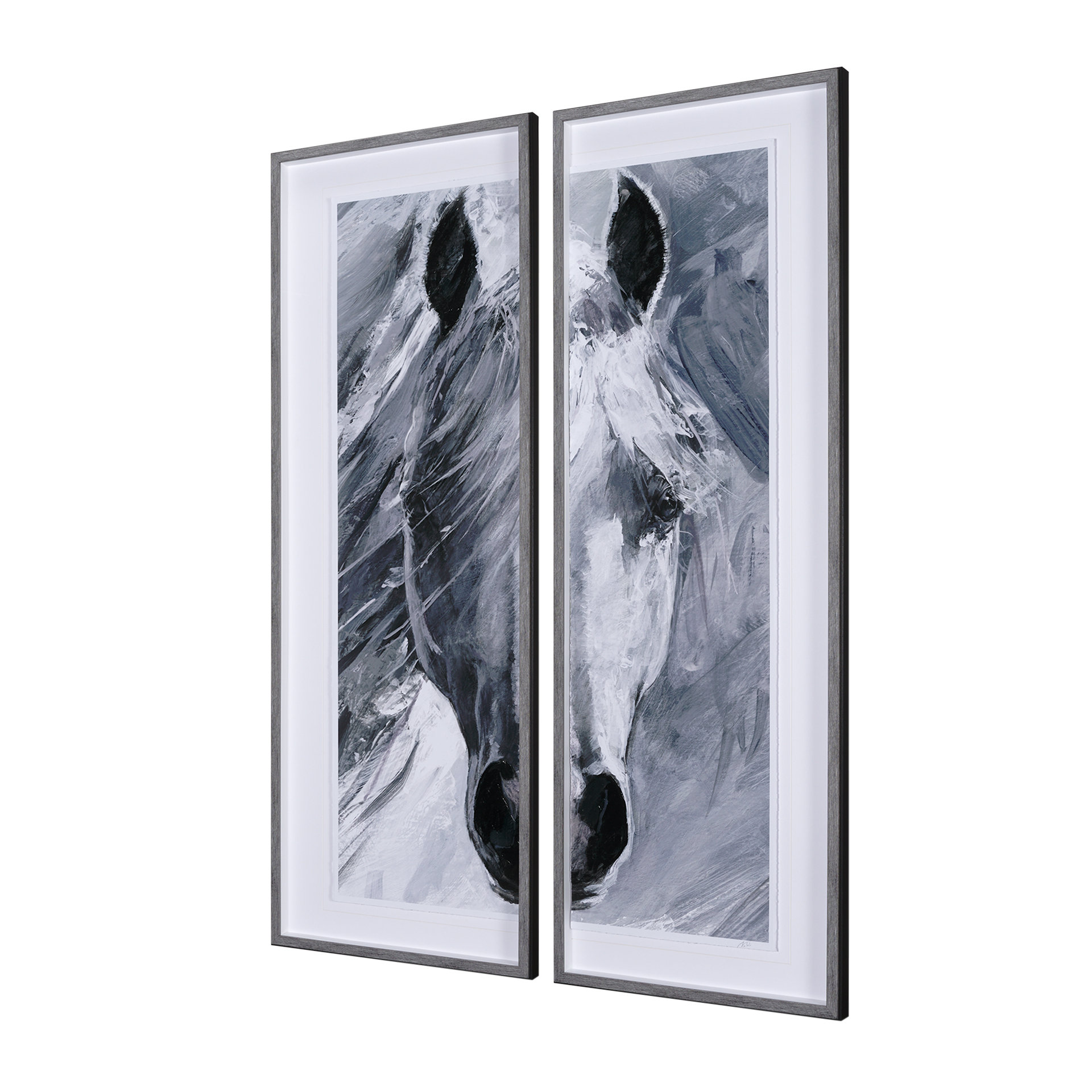 Foundry Select White Horse Portrait Hand Embelished Textured Framed Art ...