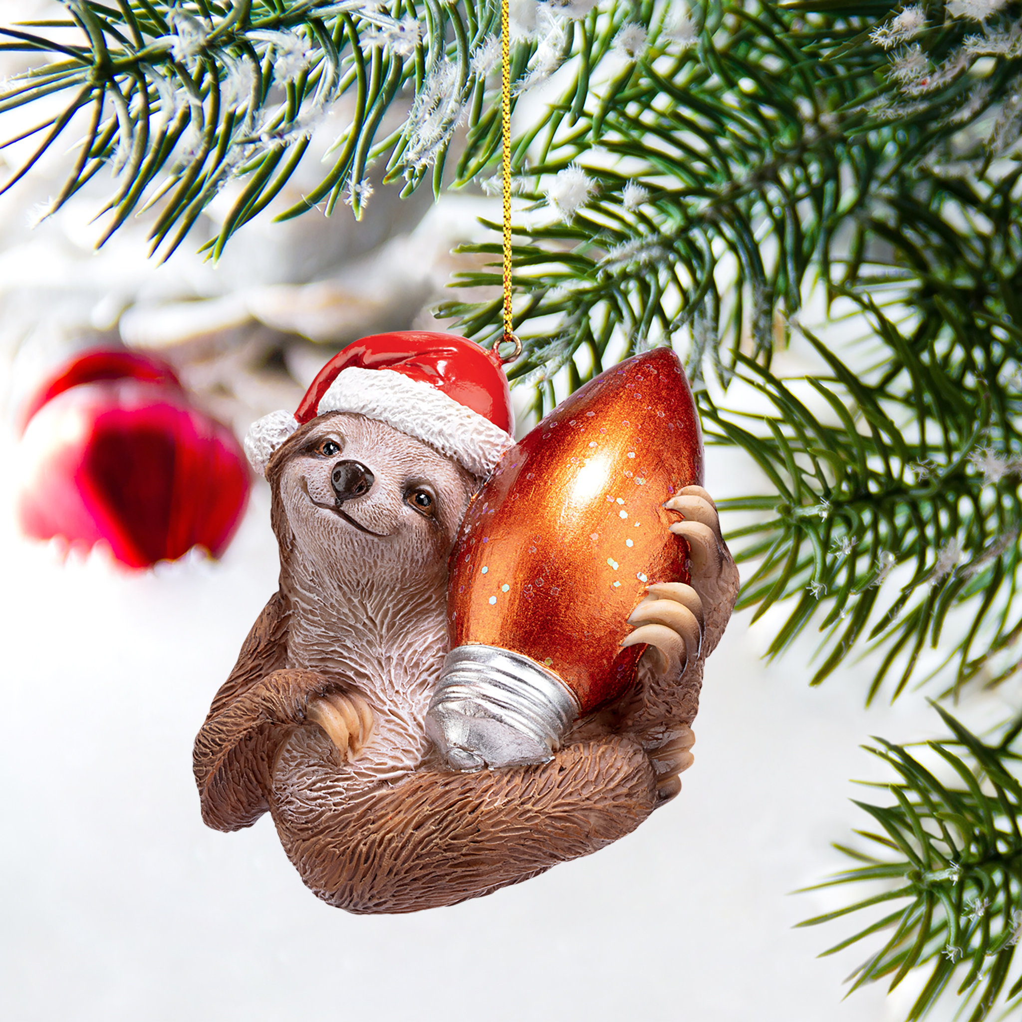 Design Toscano Santa's Holiday Sloth Christmas Ornament & Reviews | Wayfair