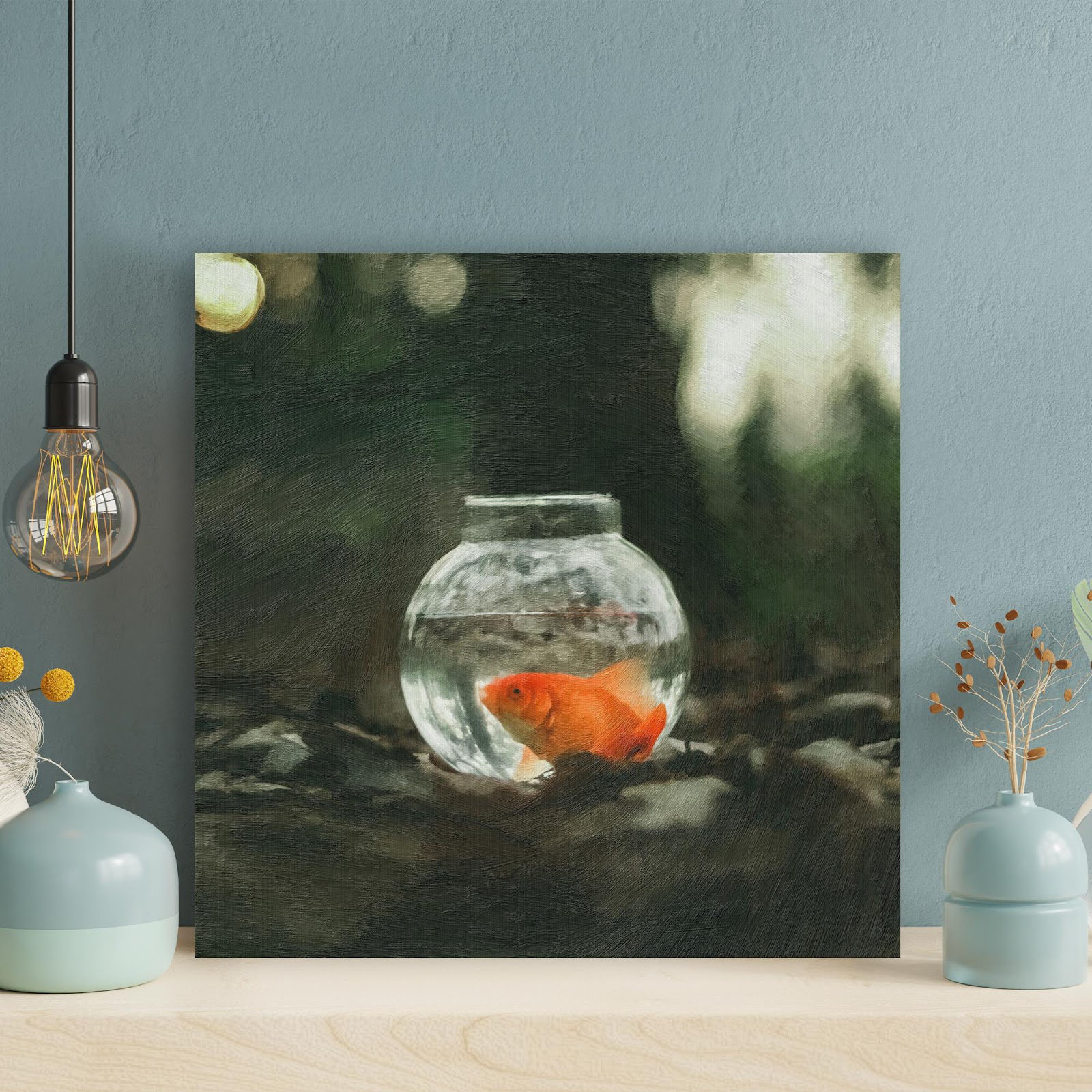 Rosecliff Heights Goldfish In Fish Tank - Wrapped Canvas Painting ...