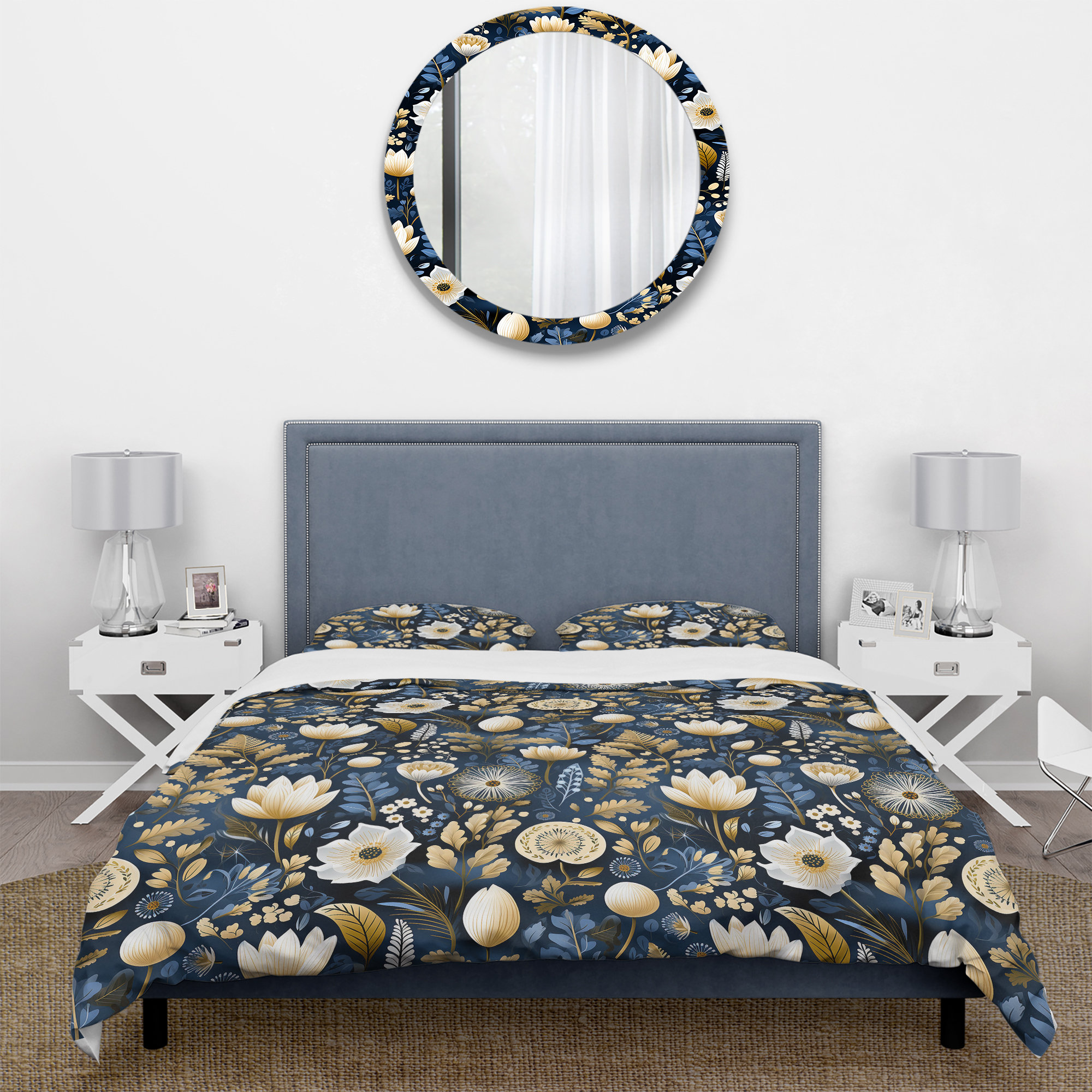 Design Art Scandinavian Garden Flower Whirl II - Floral Duvet Cover Set ...