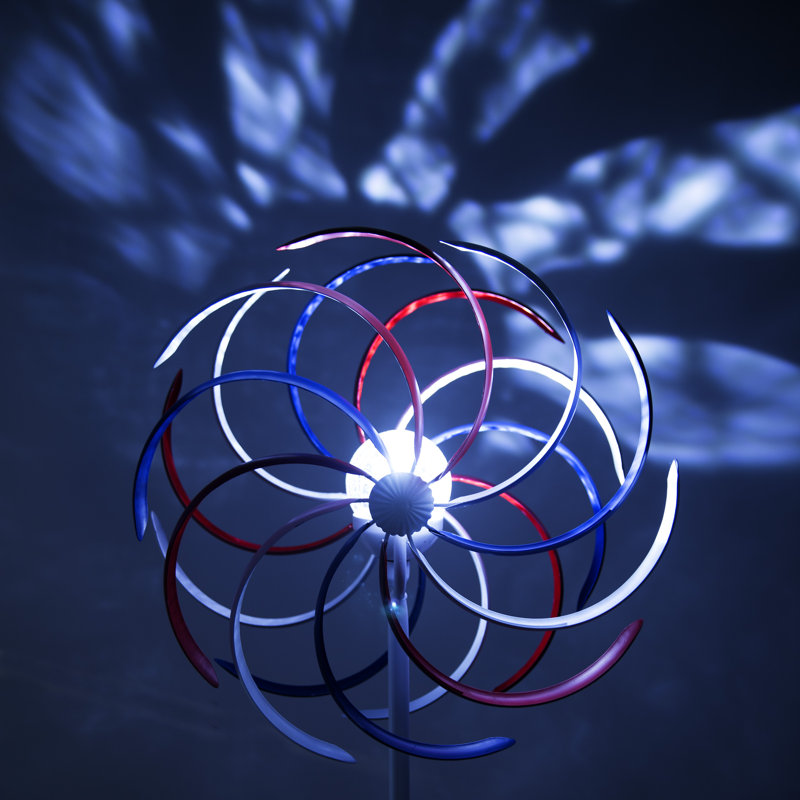 Winston Porter Beverley Solar Dual Windmill Stake Kinetic Spinner ...
