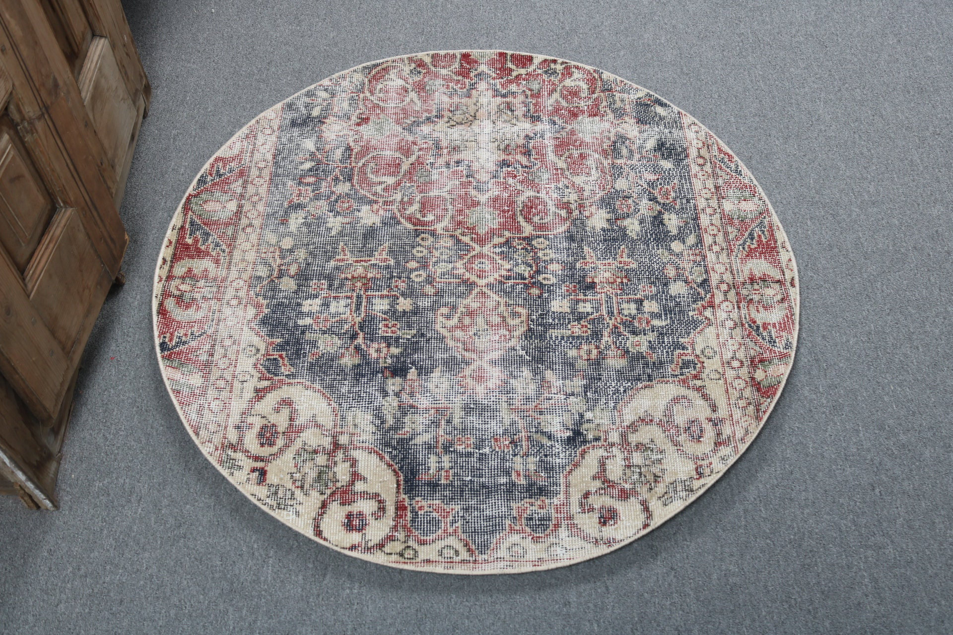 Astoria Grand Handcrafted Turkish Round Rug with Vintage Oushak Design ...