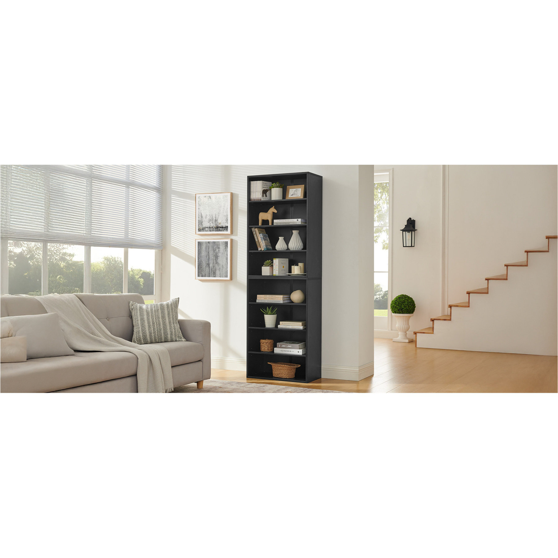 Latitude Run® 8-Layer Adjustable CD/DVD Storage Bookcase - Double ...