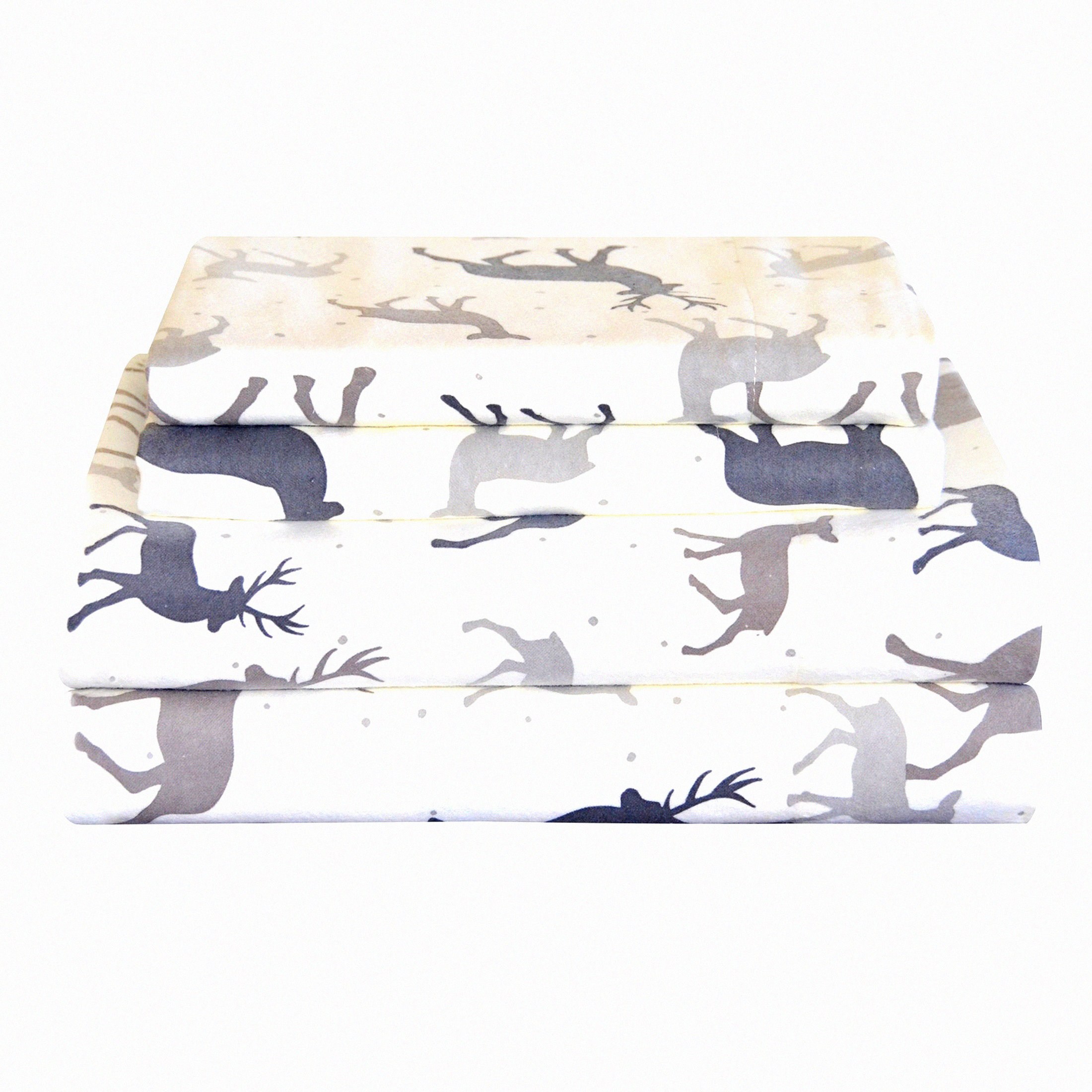 BRBCA Autumn Deer Flannel 170 GSM Full Sheet Set - Cozy Bedding for ...