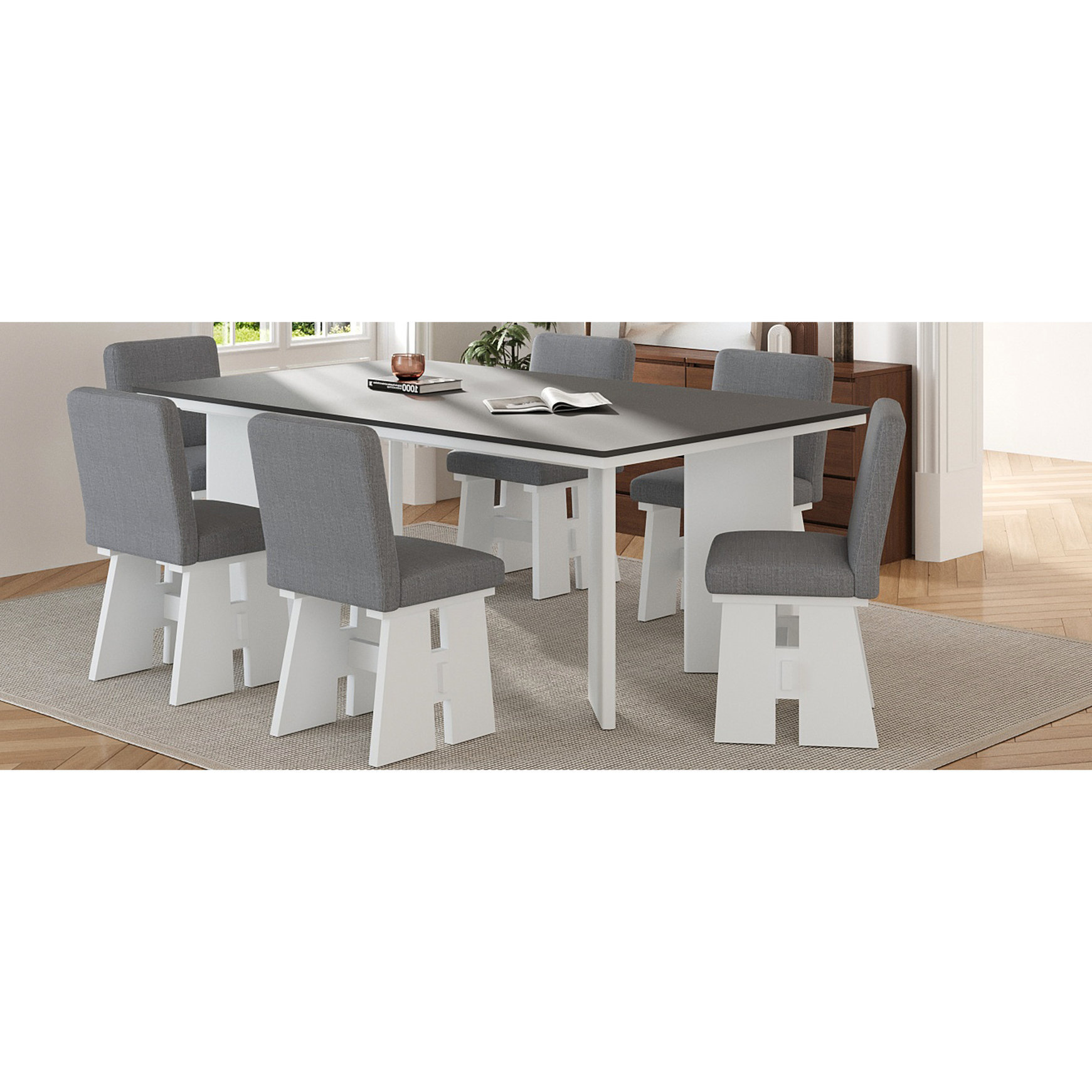 Latitude Run® 7 Dining Package With Solid Wood Construction, Dark Grey ...