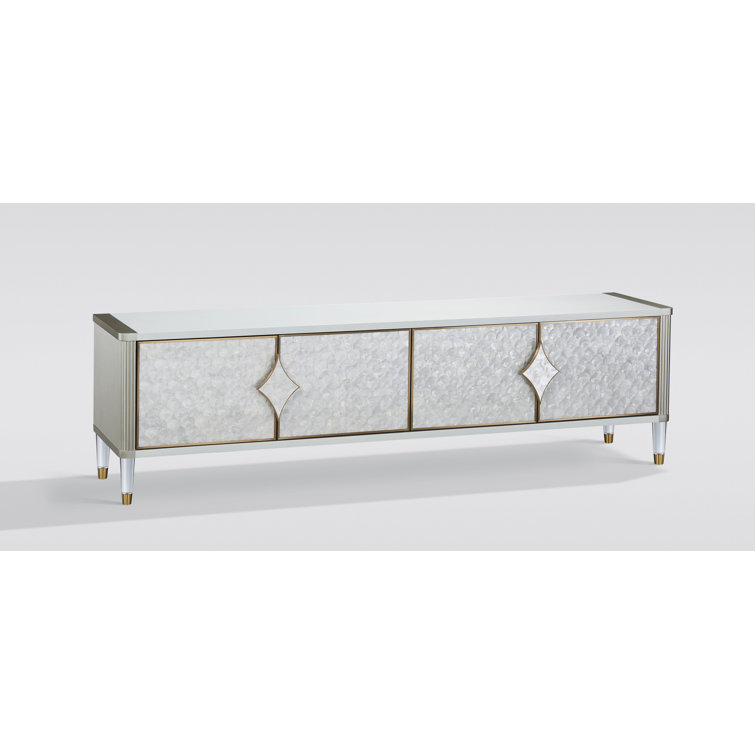 Canora Grey Aveah Stilig Champagne Silver Natural Sea Shell TV Cabinet ...