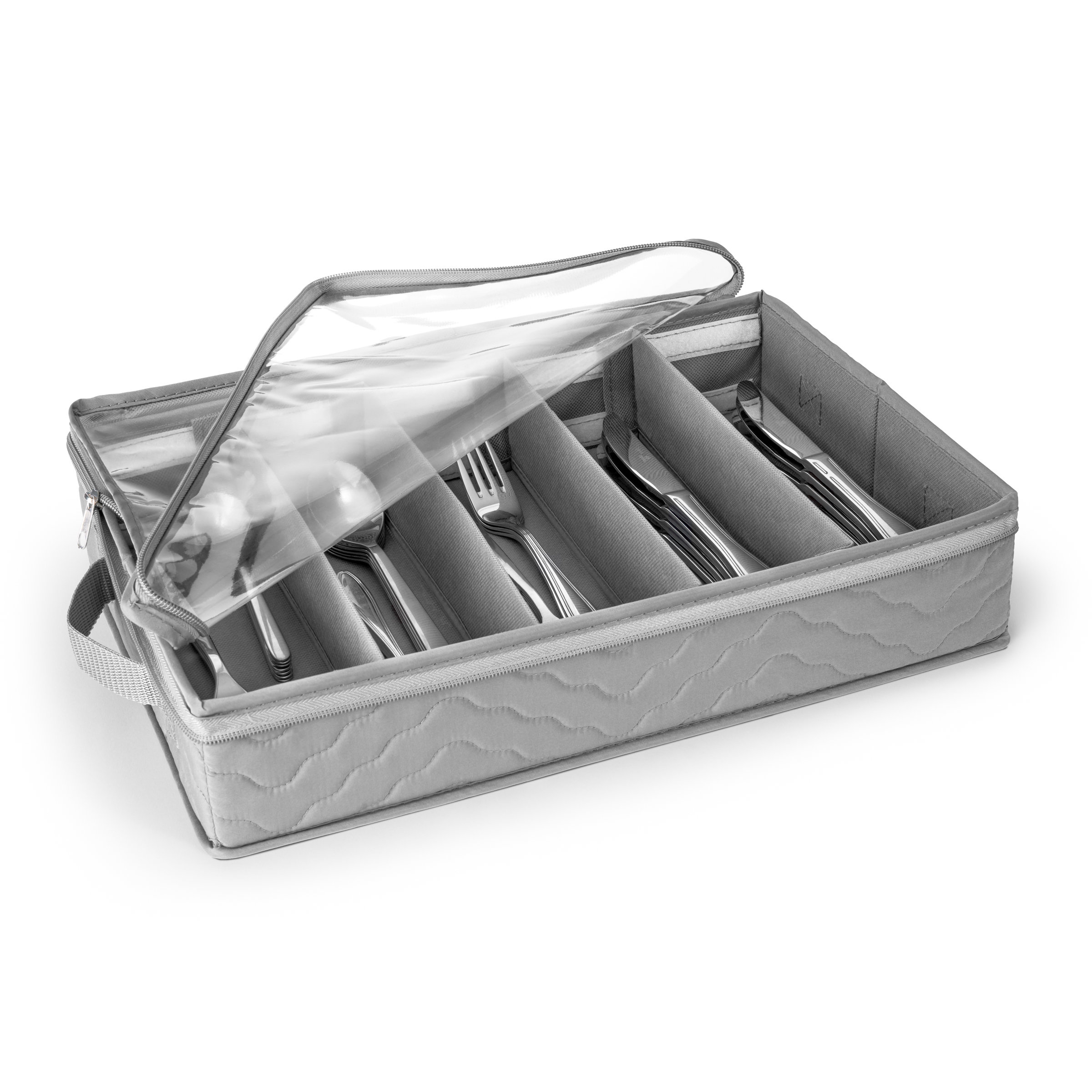 Sorbus Quilted Flatware Storage Box Set with Zipper Clear Lid ...