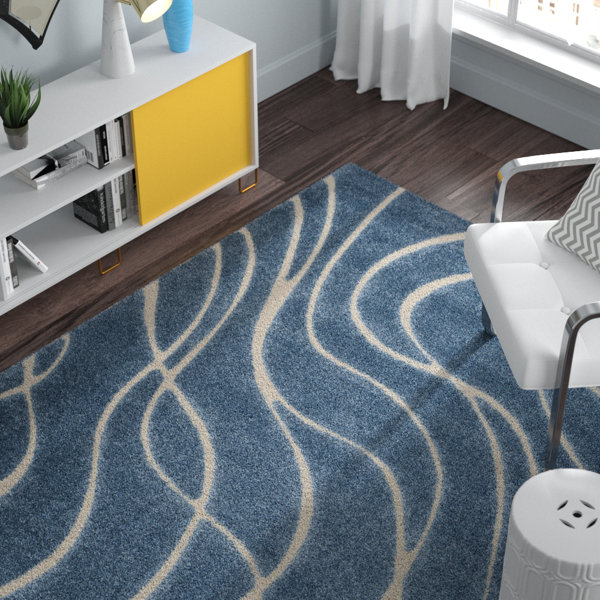 Wade Logan® Ashal Performance Light Blue / Cream Rug & Reviews | Wayfair