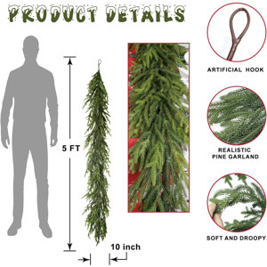 The Holiday Aisle® Realistic Christmas Garland,Natural Droopy,Soft ...