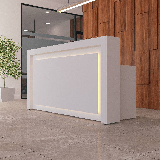 Hokku Designs Damayanti Rectangle Synthetic Laminate Reception Desk ...