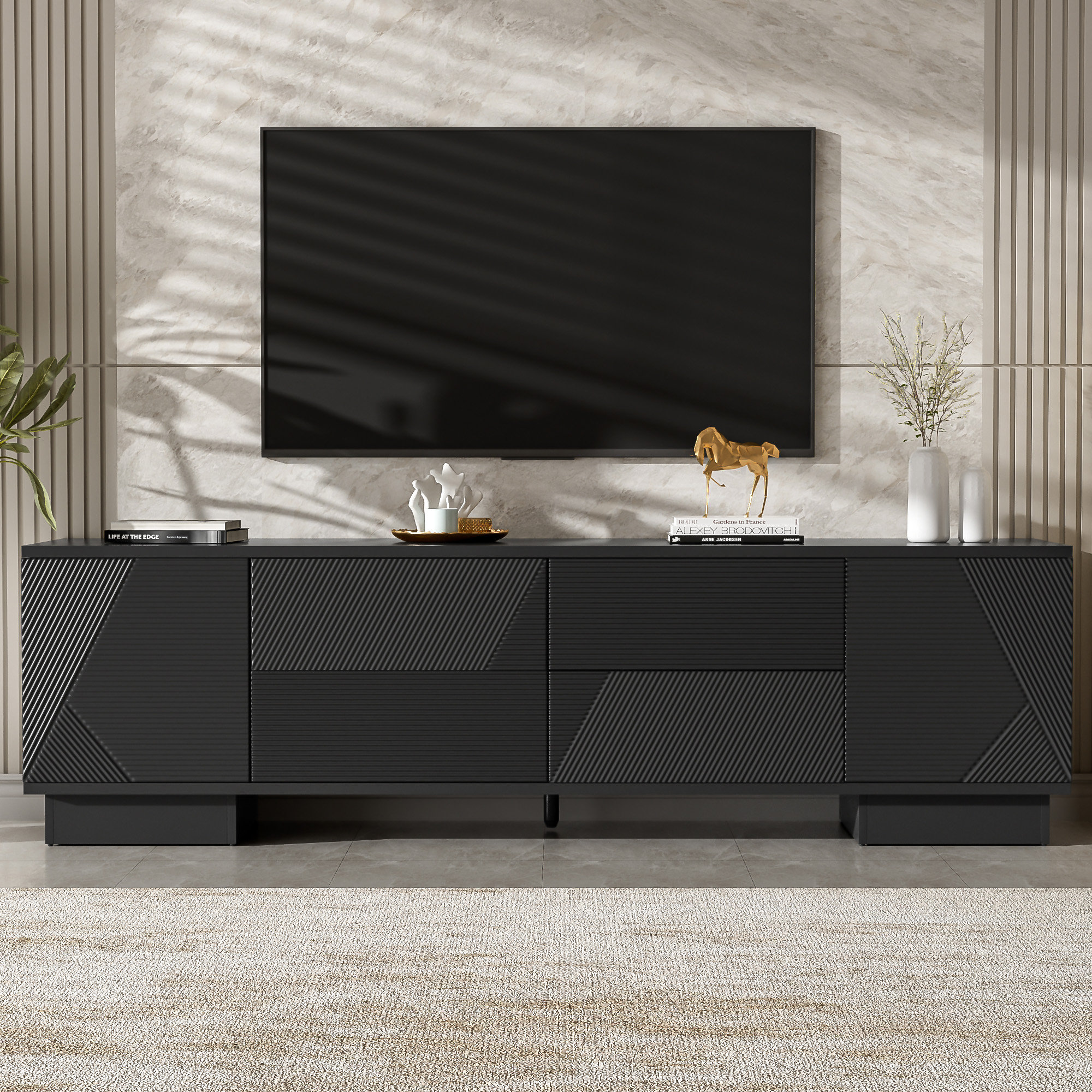 Wrought Studio™ VIBE HAUS 70.8'' Modern TV Stand For Tvs Up To 75 ...