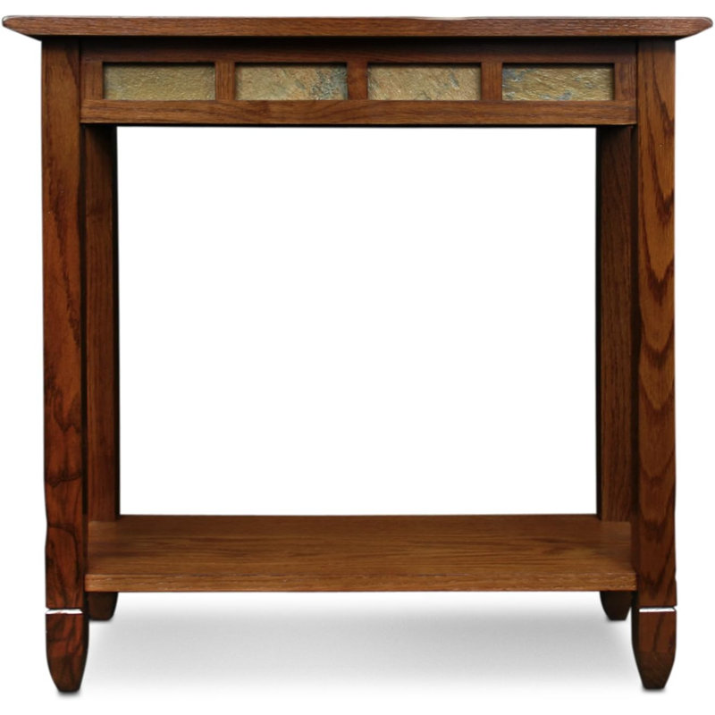 One Allium Way® Rustic Slate Tile Console Table With Shelf, Oak Brown ...