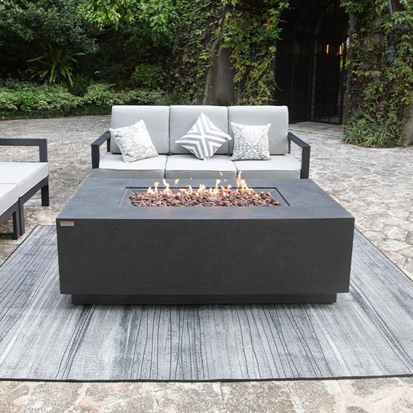 Envelor Andes 22'' H x 66'' W Concrete Propane Outdoor Fire Pit Table ...