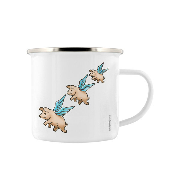 House of Hampton Flying Pigs Enamel Mug | Wayfair.co.uk