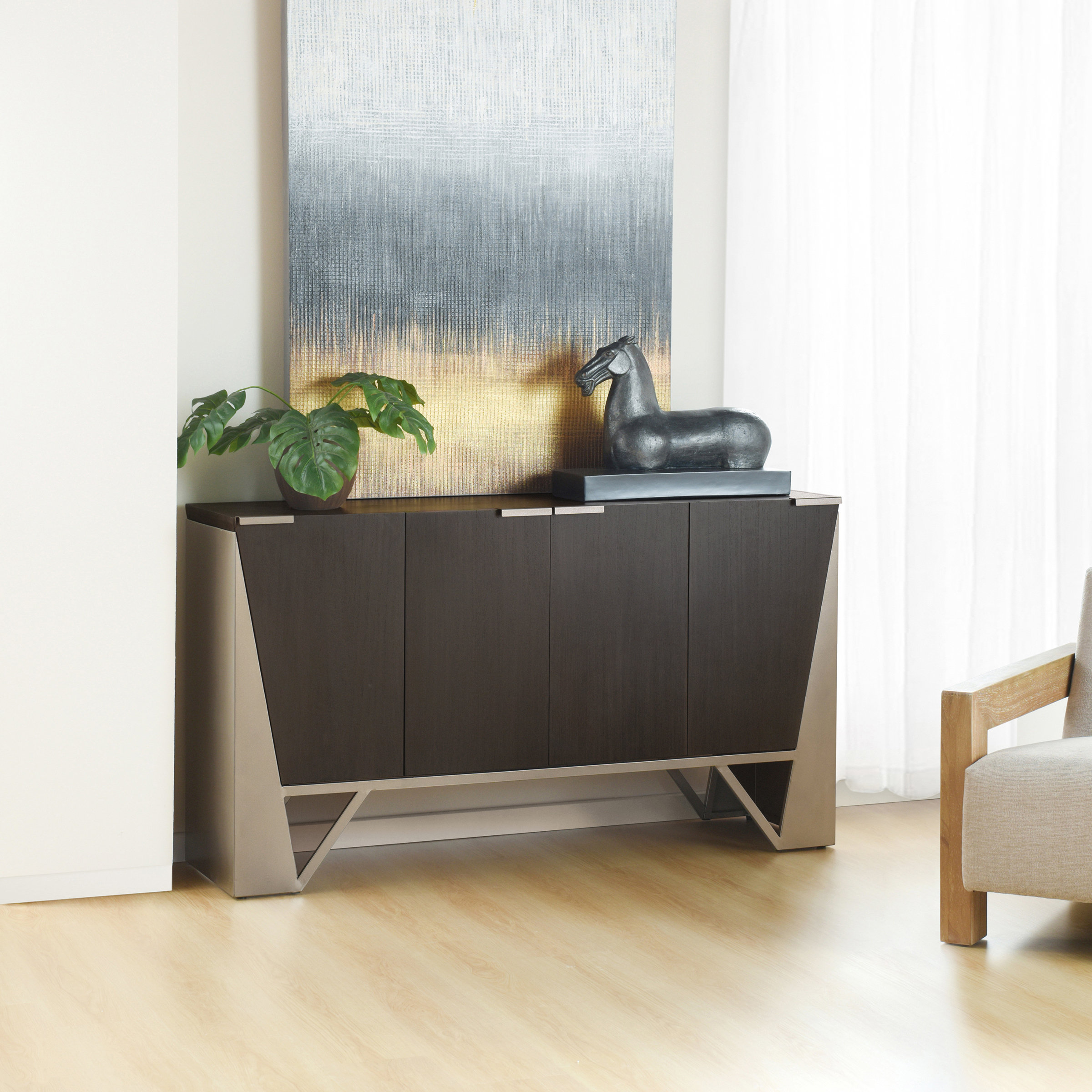 Norman Wyatt Home - Axall - Four Door Credenza Cabinet In A Grey Brown ...