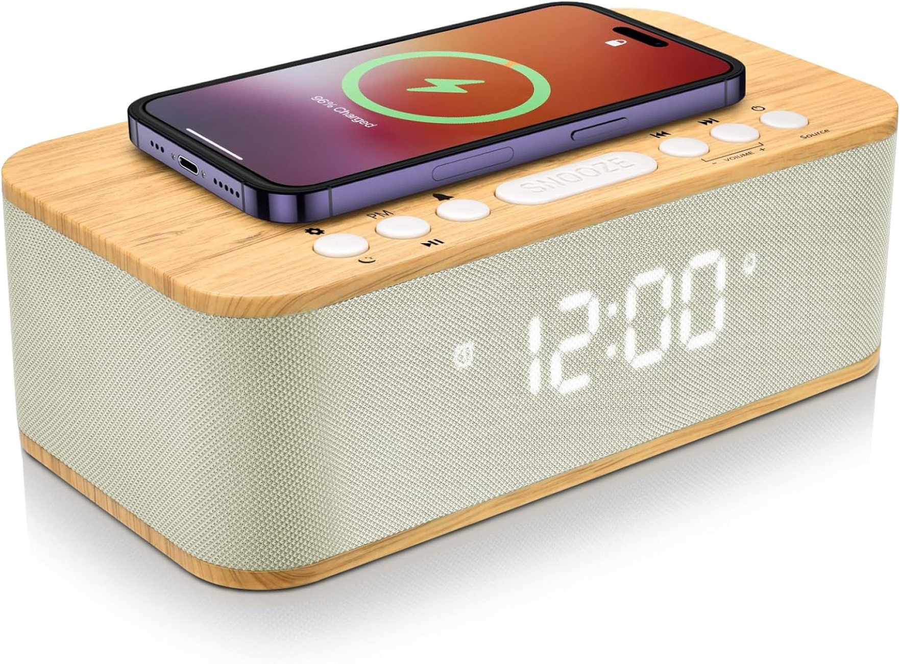 Orren Ellis Digital Alarm Clock Bluetooth Speaker Wireless Charging ...