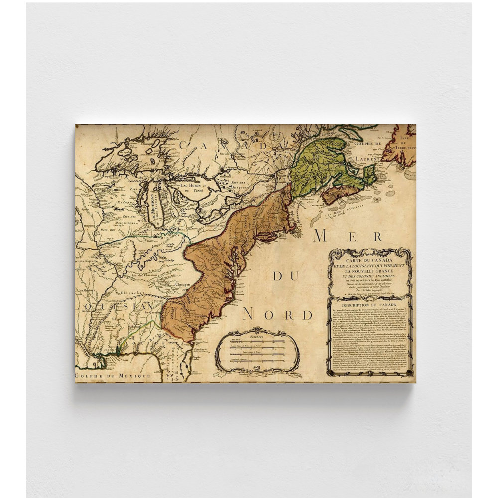 WeFrameArt Canada To Louisiana-Eastern USA 1756, Canadian Map Print ...