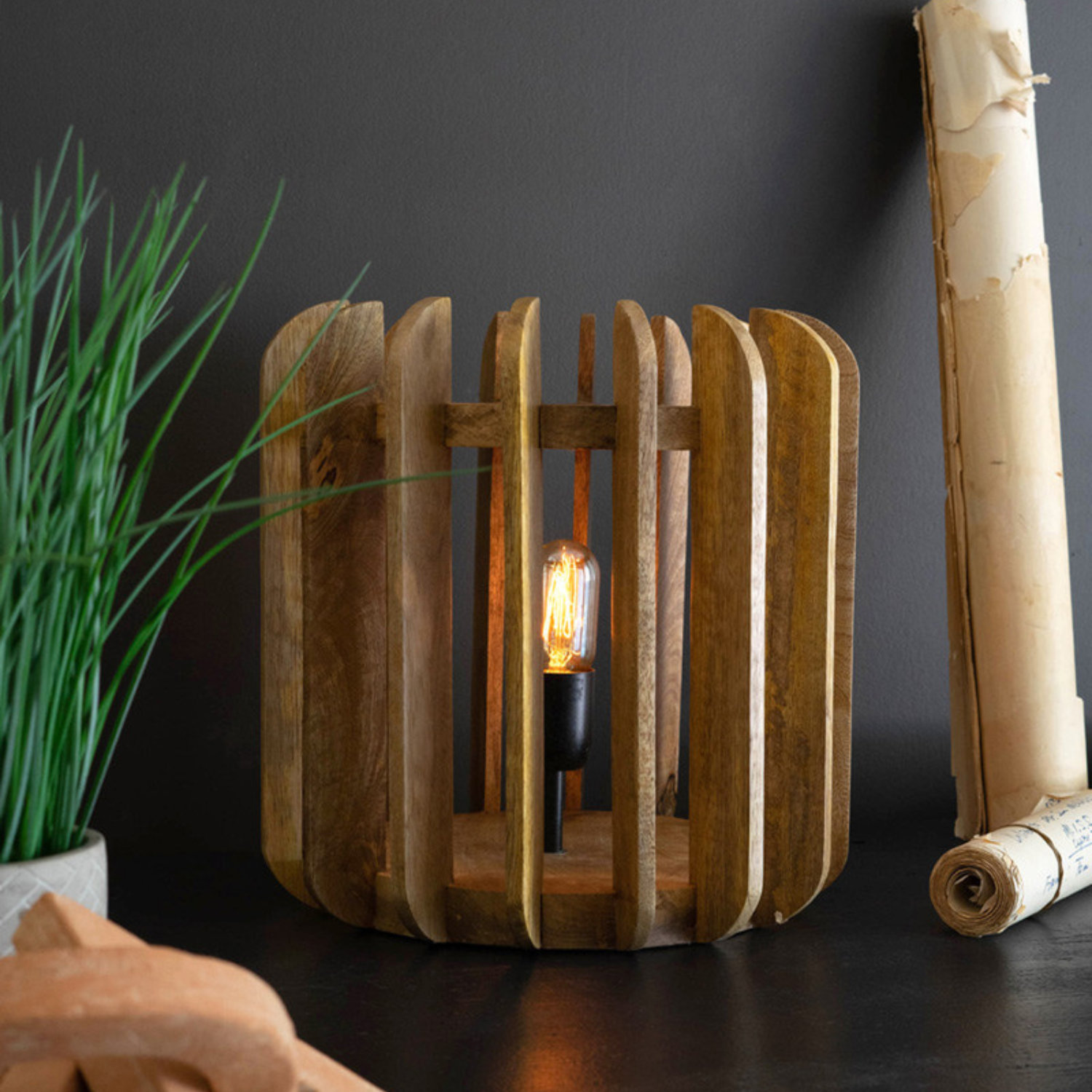 Millwood Pines Airic Wood Novelty Lamp | Wayfair