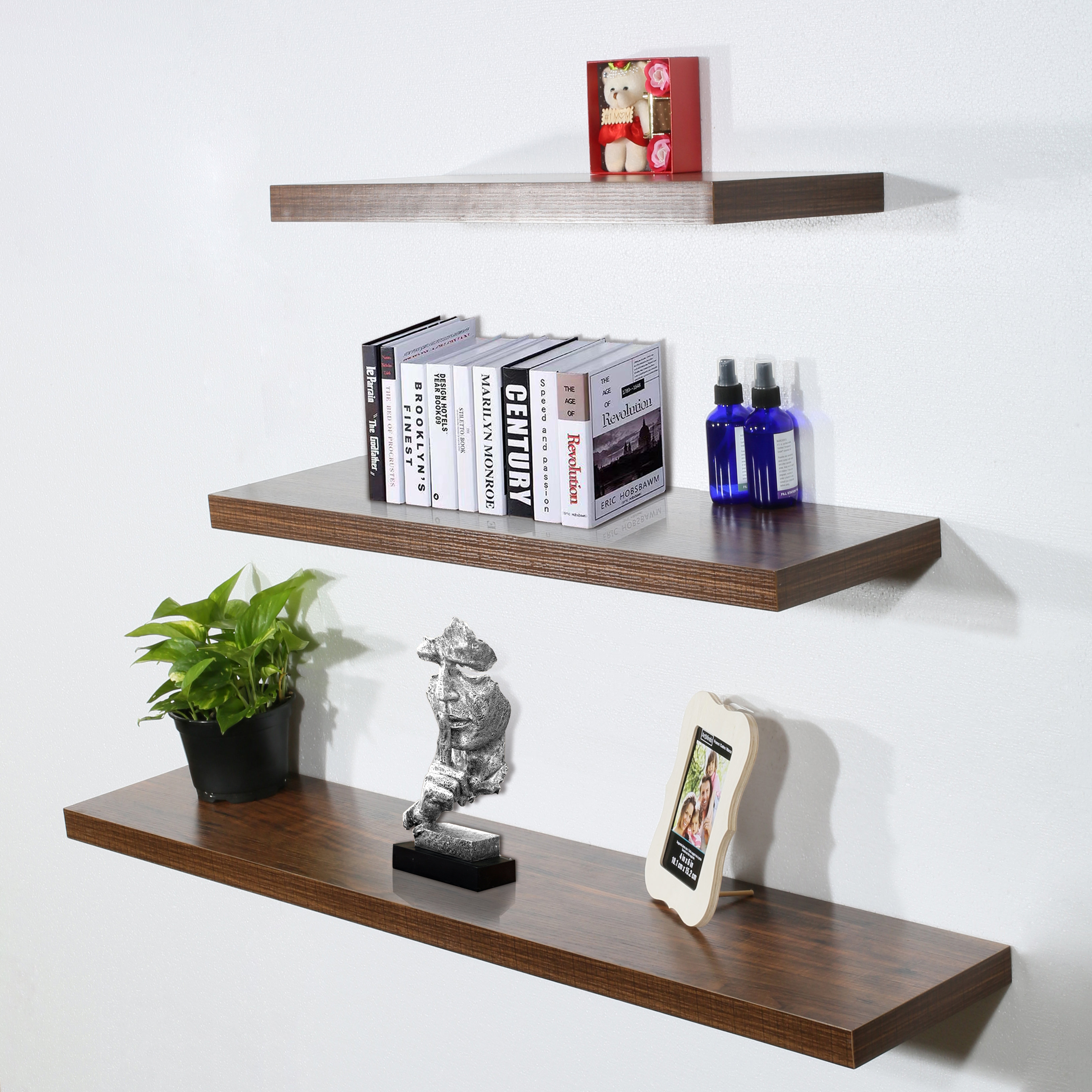 mylotus-home Leisly 3 Piece Antique Walnut Floating Shelf | Wayfair