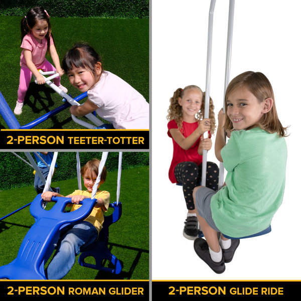 Sportspower Super 9 Metal Swing Set With Teeter Totter, 2 Person Glide ...
