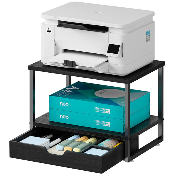 TOP OUT MIAMI, LLC 2 Tier Desktop Printer Stand With Sliding Wooden ...