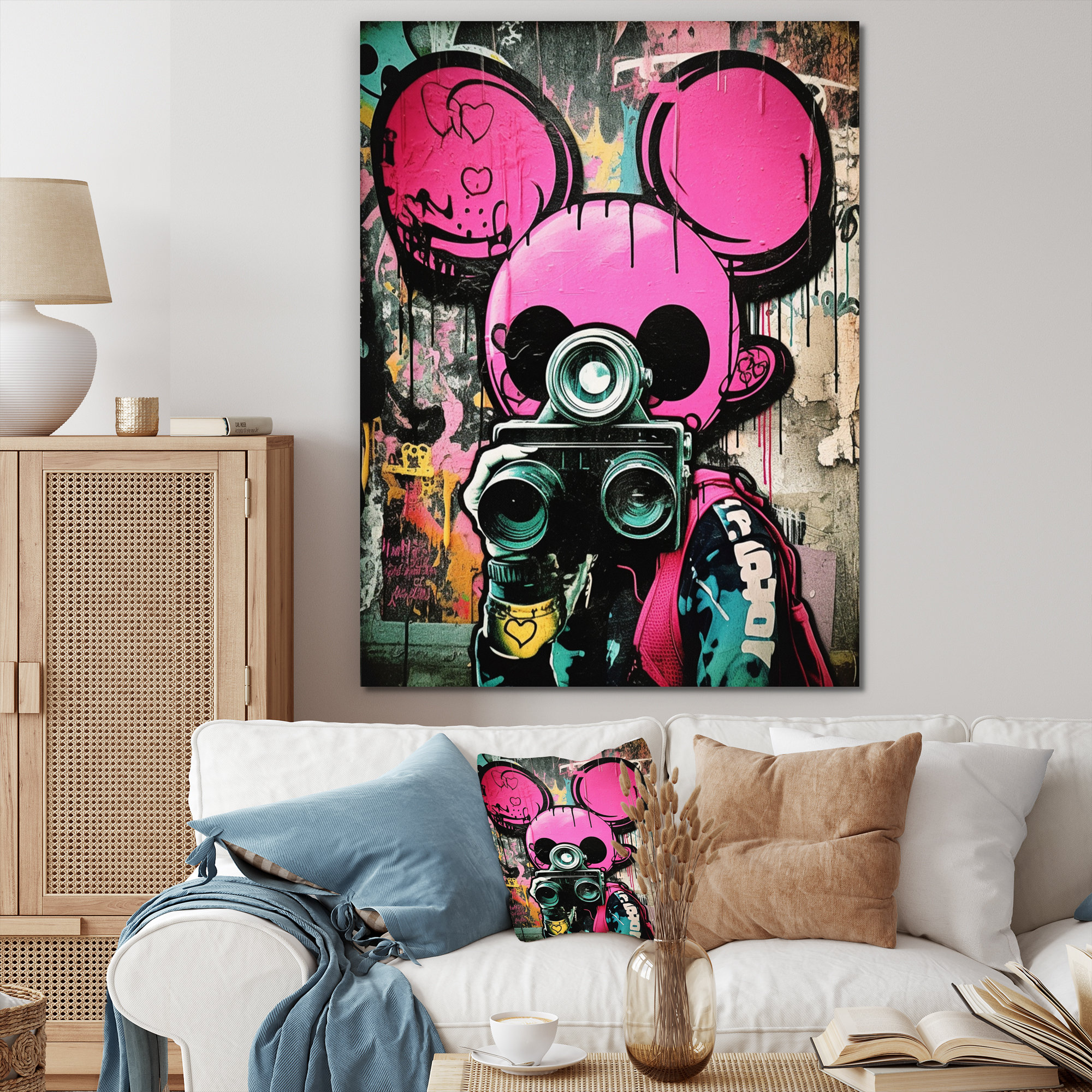 Red Barrel Studio® Street Pink Mouse Is Watching You On Canvas Print ...
