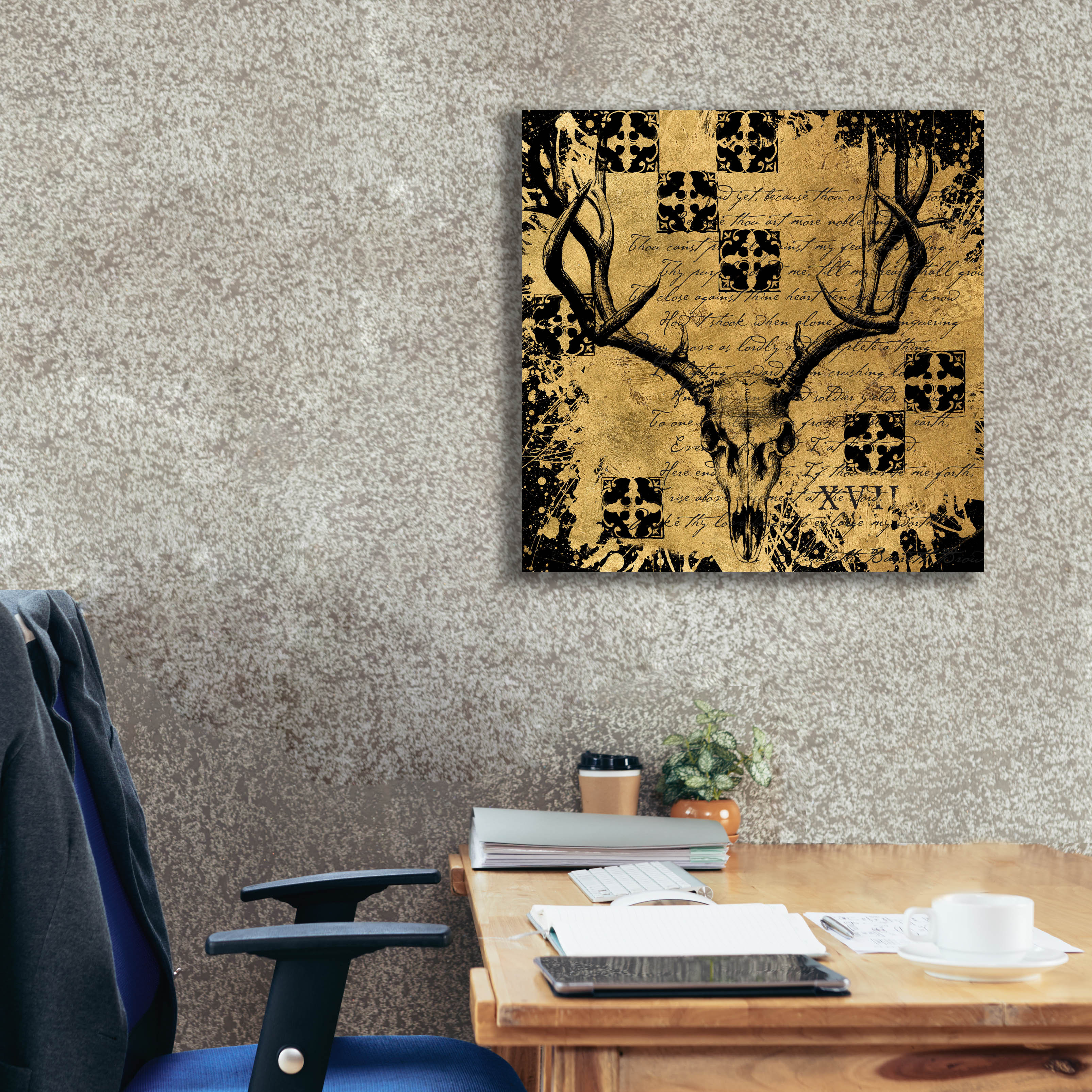 Millwood Pines 'B&g Deer Skull' by Art Licensing Studio Canvas Wall Art | Wayfair