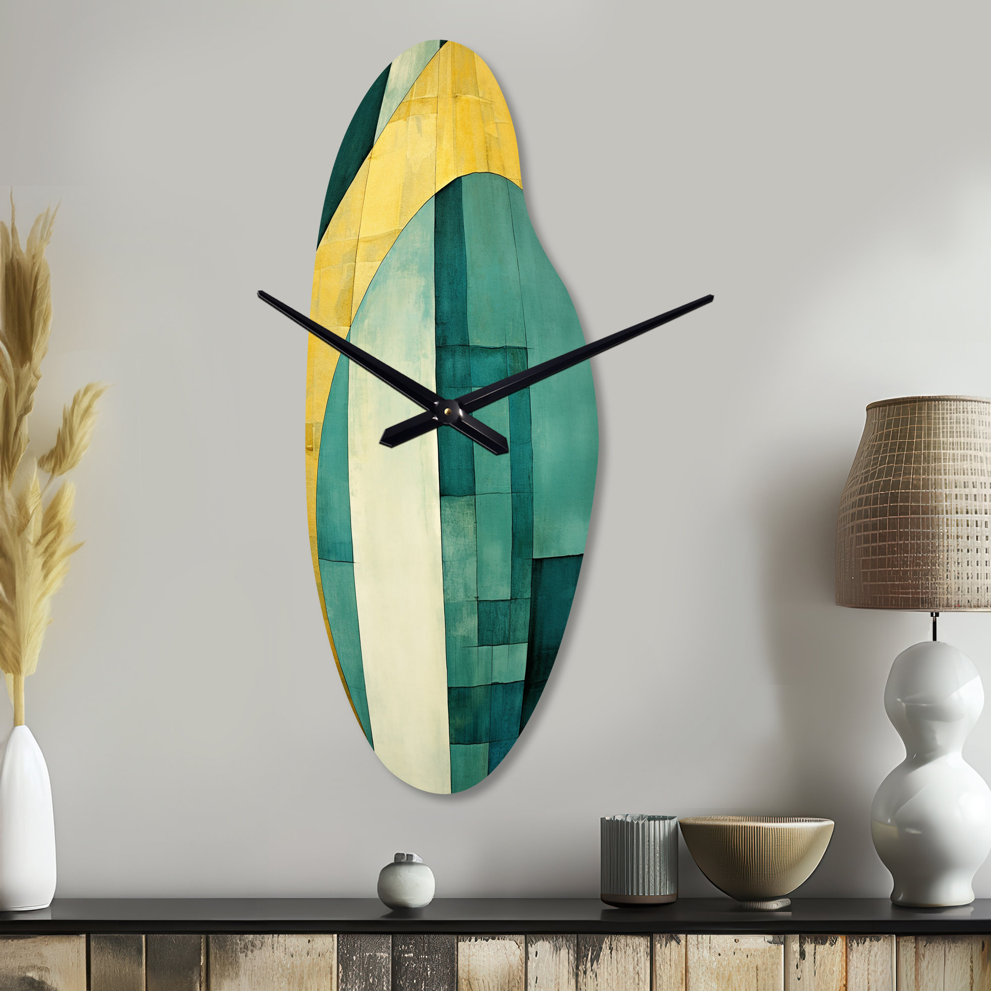 Design Art Emerald And Golden Arches I - Abstract Shapes Asymmetrical ...