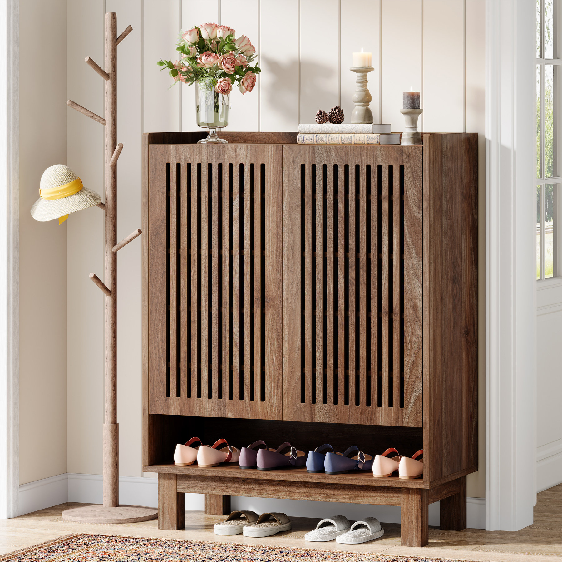 Loon Peak® Entryway Shoe Storage Cabinet With Shutter Doors and ...