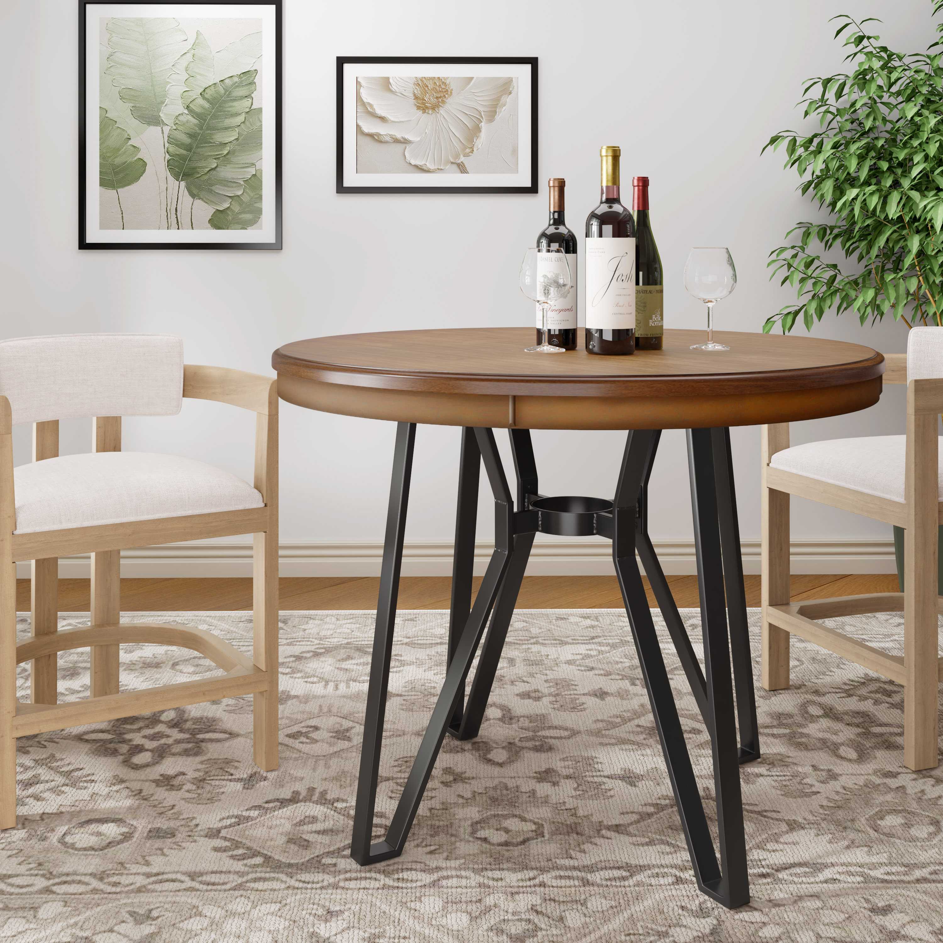 17 Stories Maralou Wooden Round Bar Table | Wayfair