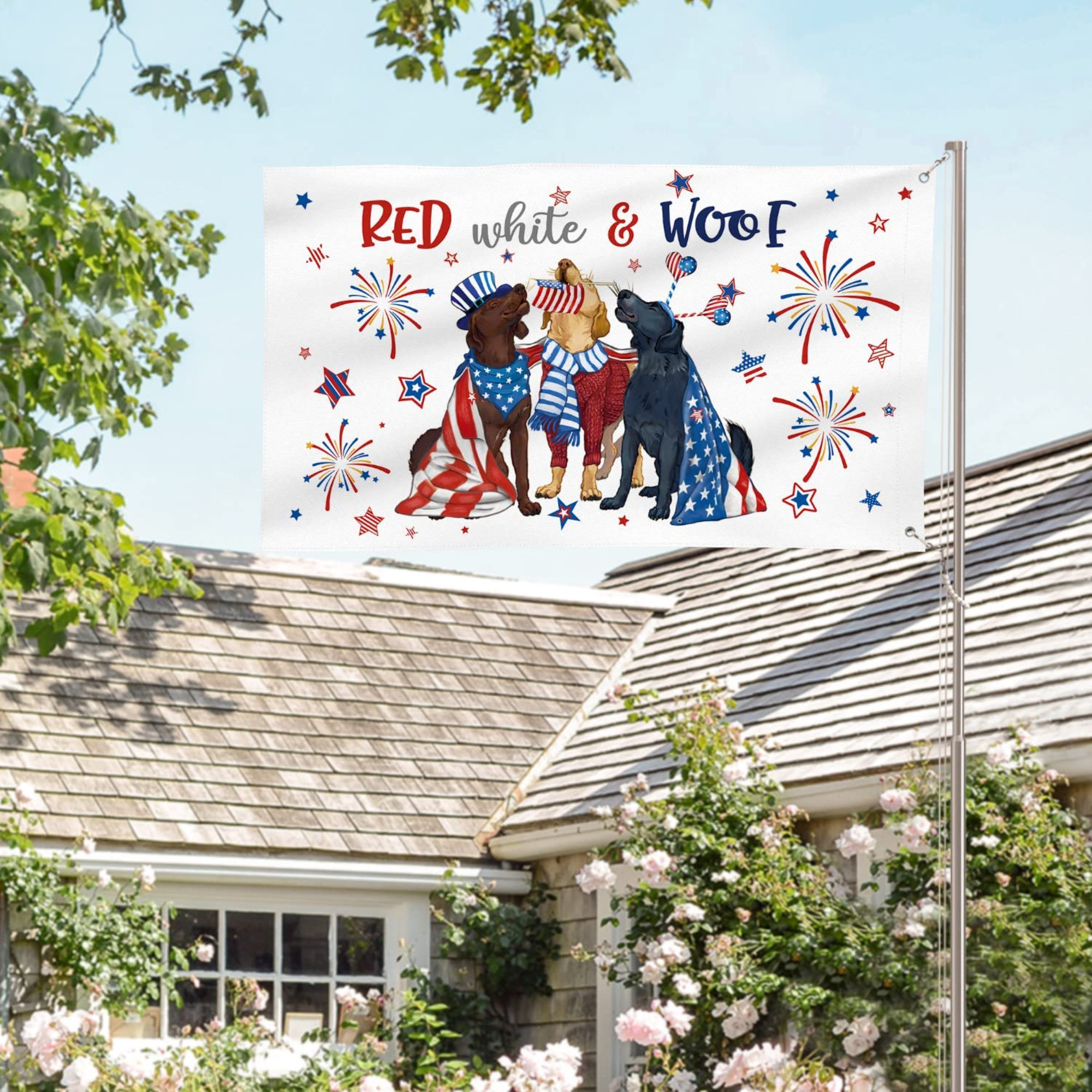 The Holiday Aisle® 4Th Of July Dogs House Flag 3X5 FT Double Sided ...