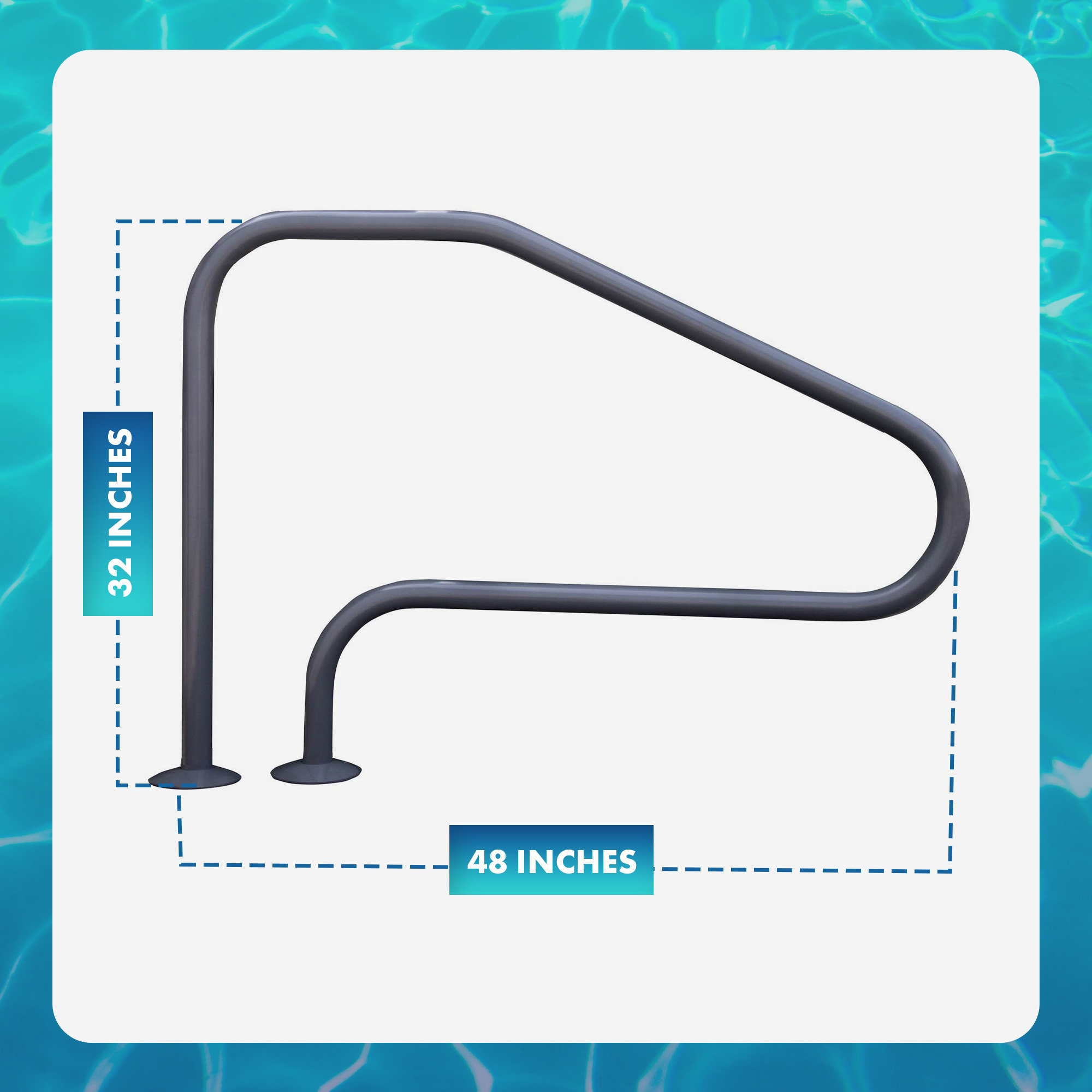 Saftron 48"x32" 4 Bend Figure 4 InGround Pool Return to Deck Rail ...