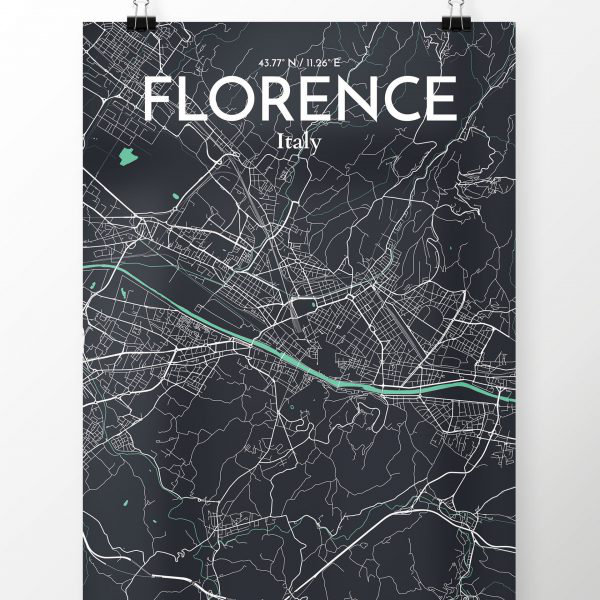 OurPoster.com 'Florence City Map' Graphic Art Print Poster in Dream ...