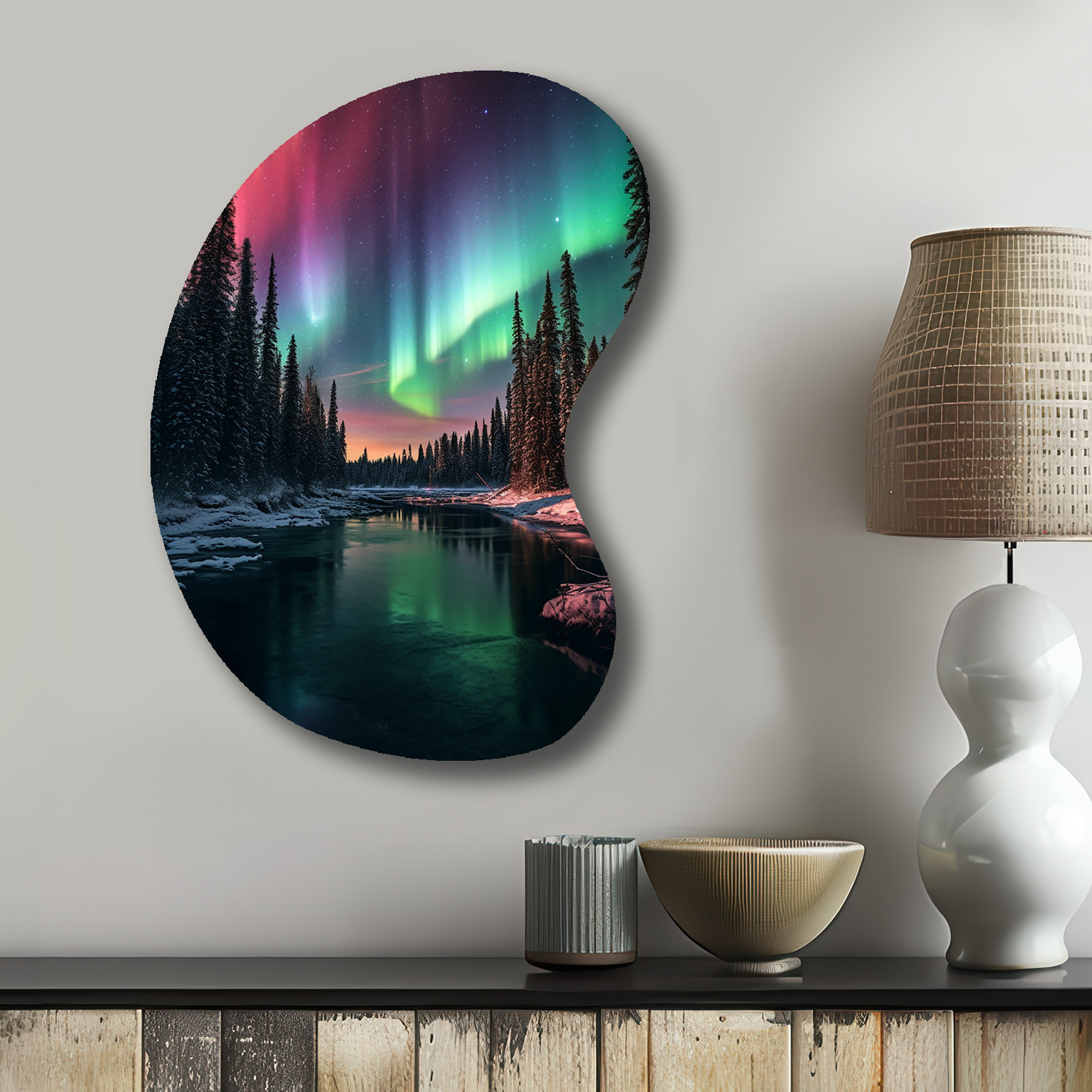 Design Art Yukon Northern Lights Beauty IV - Asymmetrical Canada Metal ...
