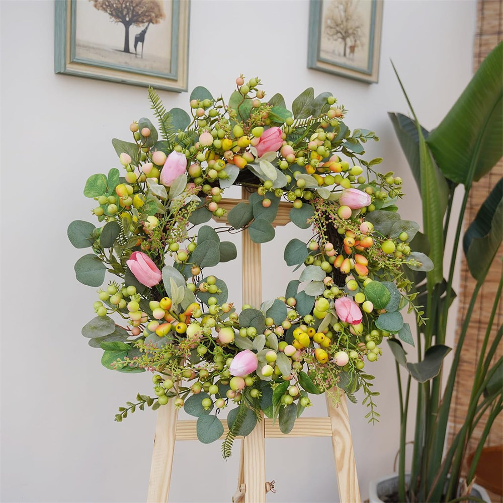 One Allium Way Wreath For Front Door 24 Inch Eucalyptus Wreath With ...