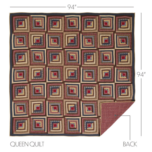 VHC Brands Braxton Navy/Apple Red/Natural Reversible Traditional Quilt ...
